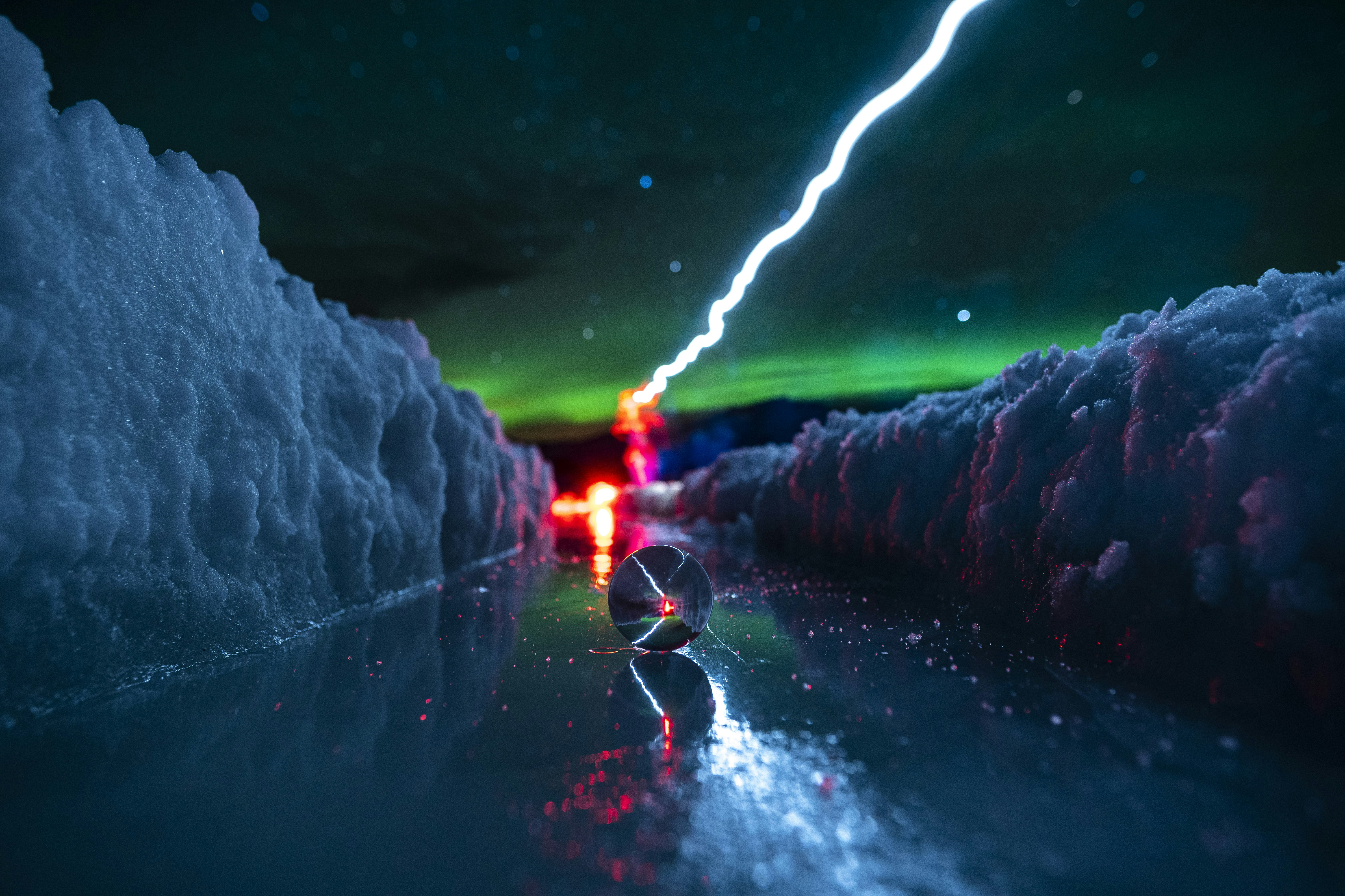 Aurora Lightning over Ice Corridor