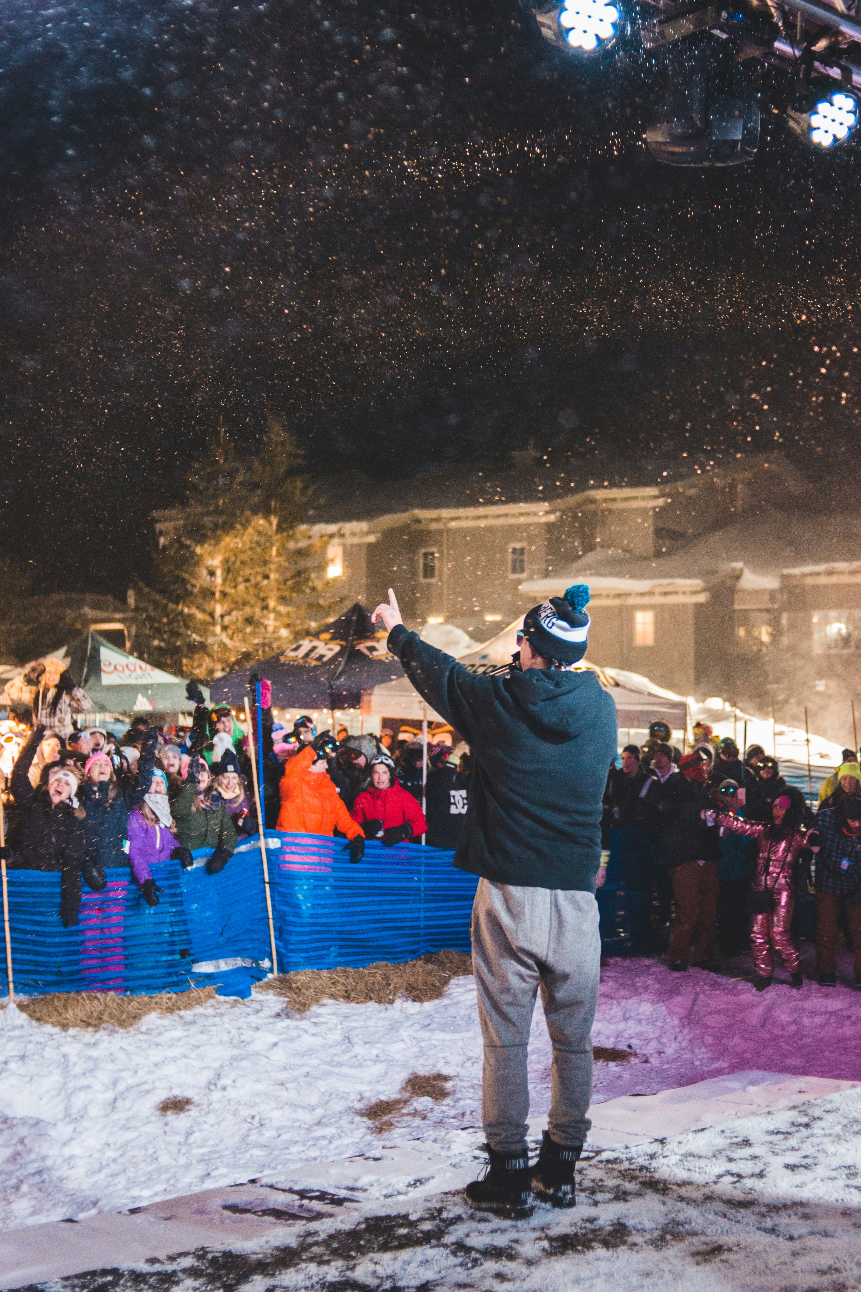 Stagecraft in the Snow: A Performer Plays to a Winter Crowd