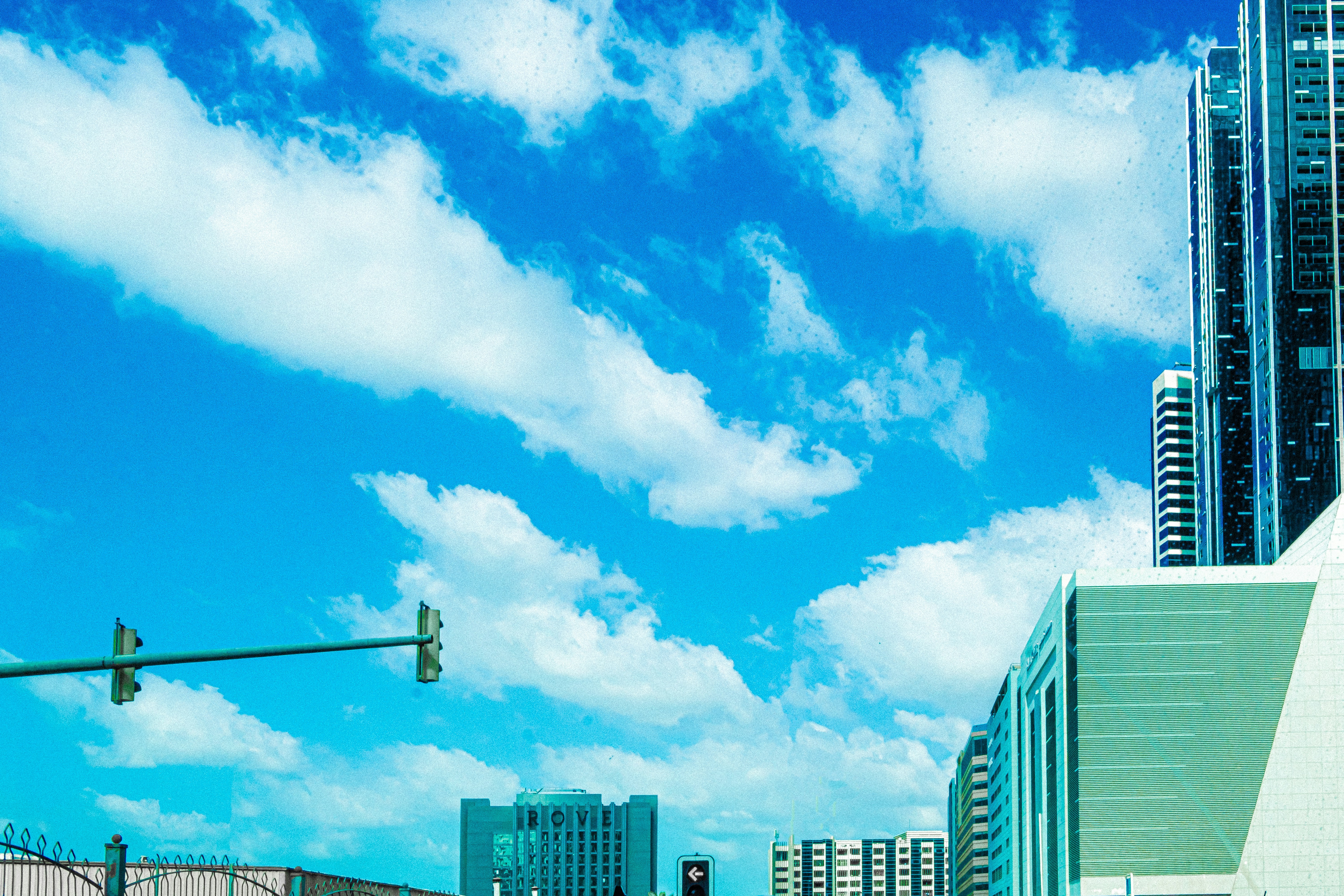 Buildings In Animated Clouds Backgrounds