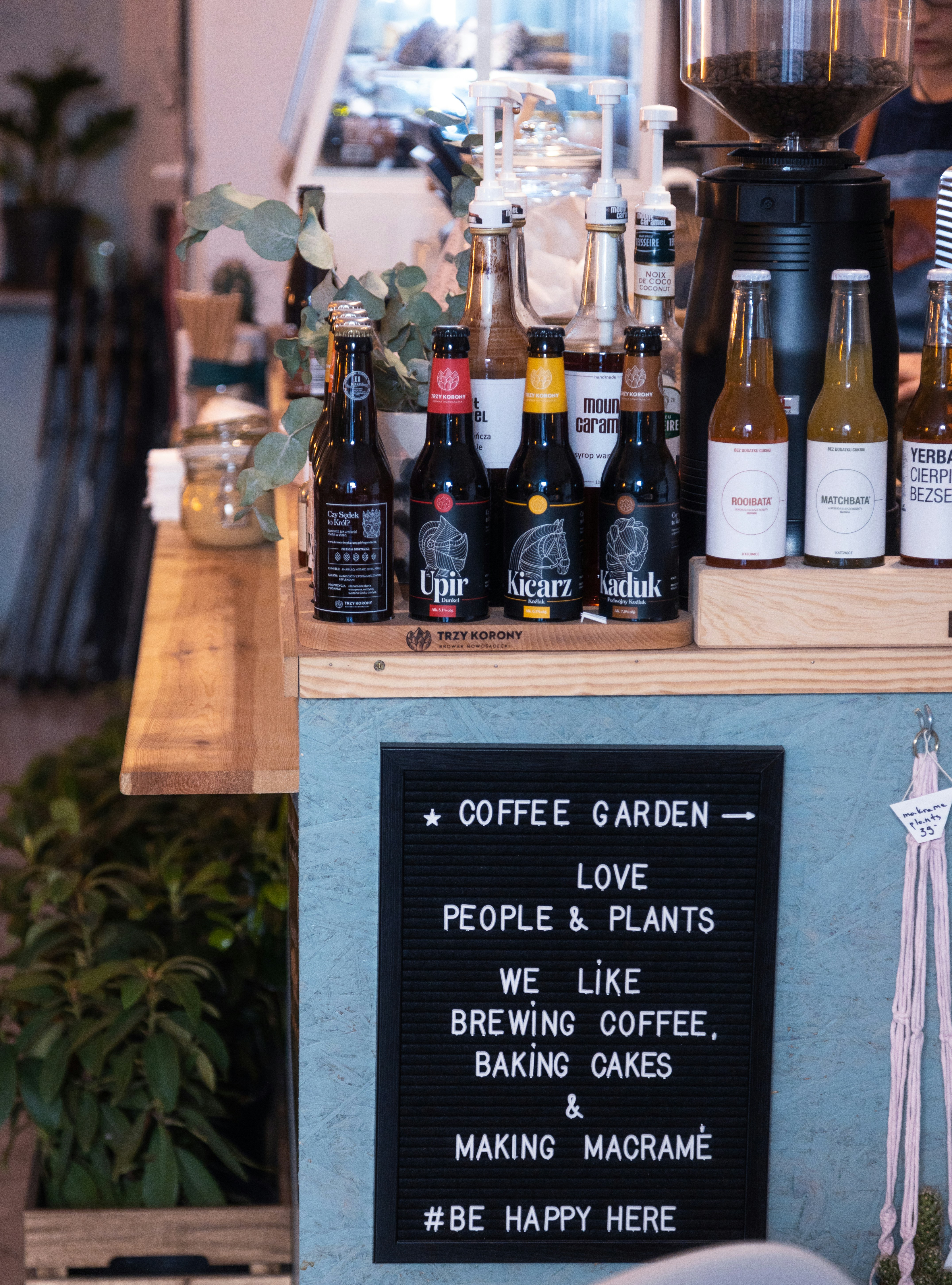 Inspirational Sign at the Coffee Garden in Krakow, Poland.