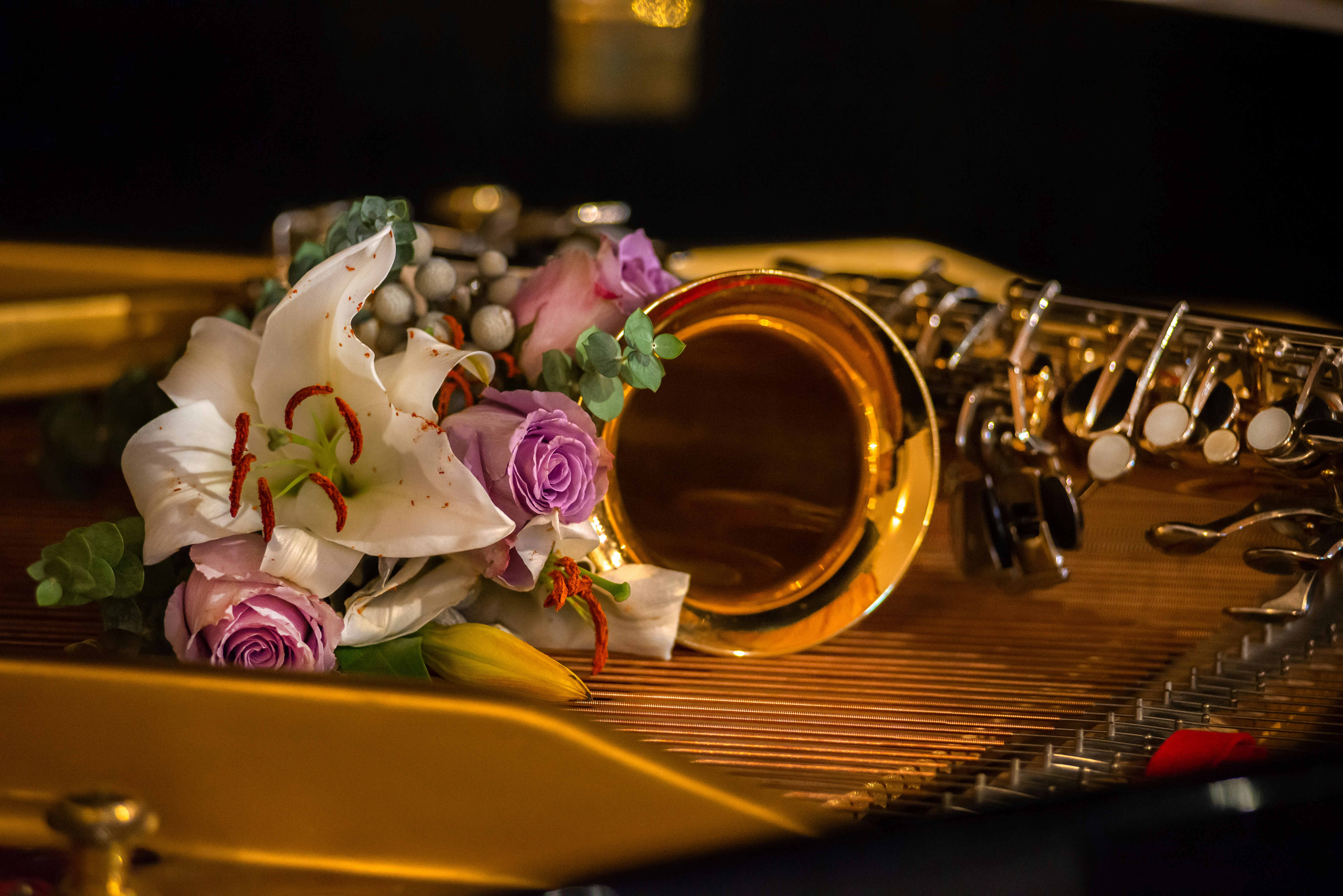 Melody in Bloom: A Bouquet Resting on Strings