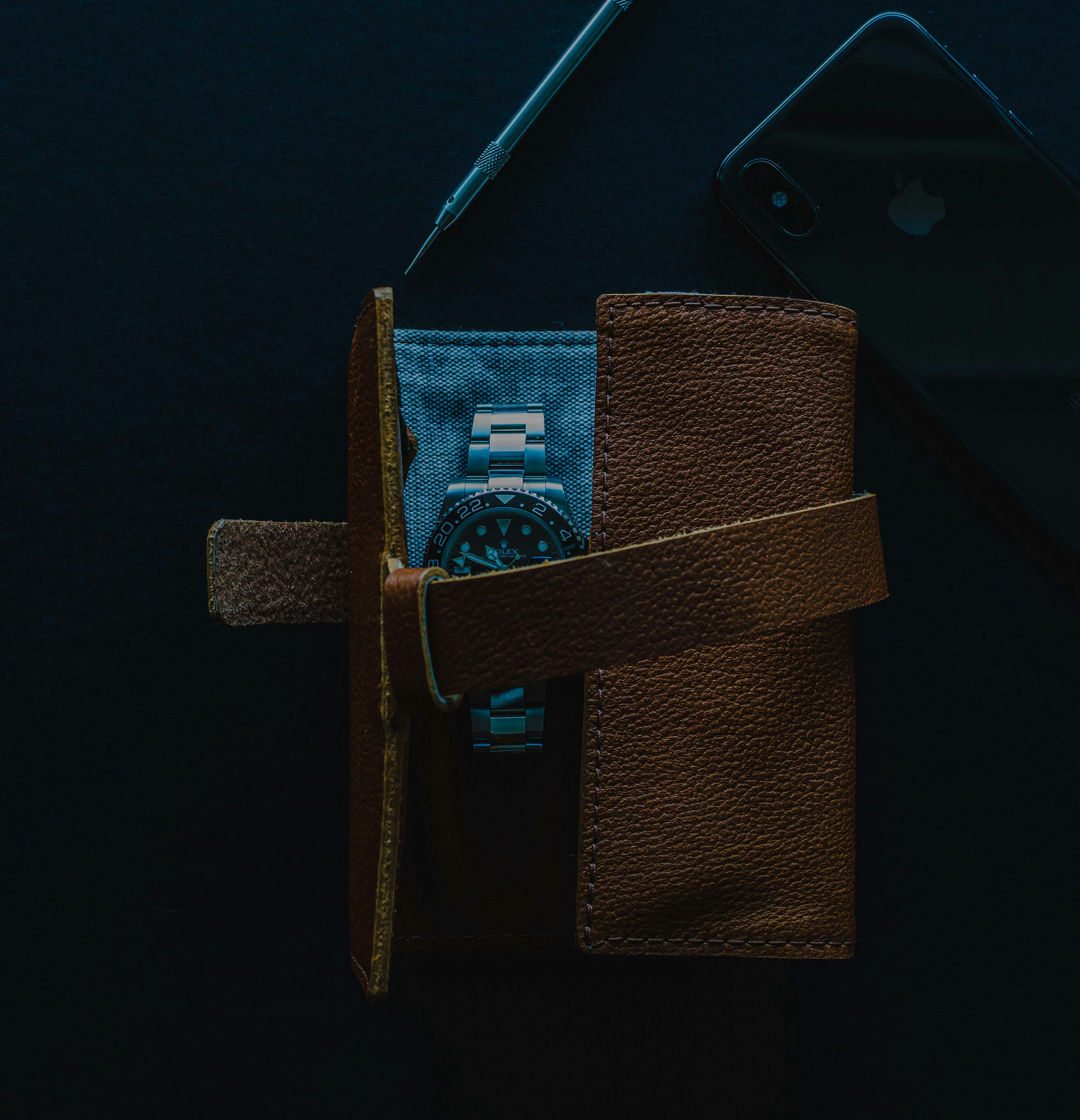 Timekeeper in a Leather Wallet: A Quiet Desk Portrait
