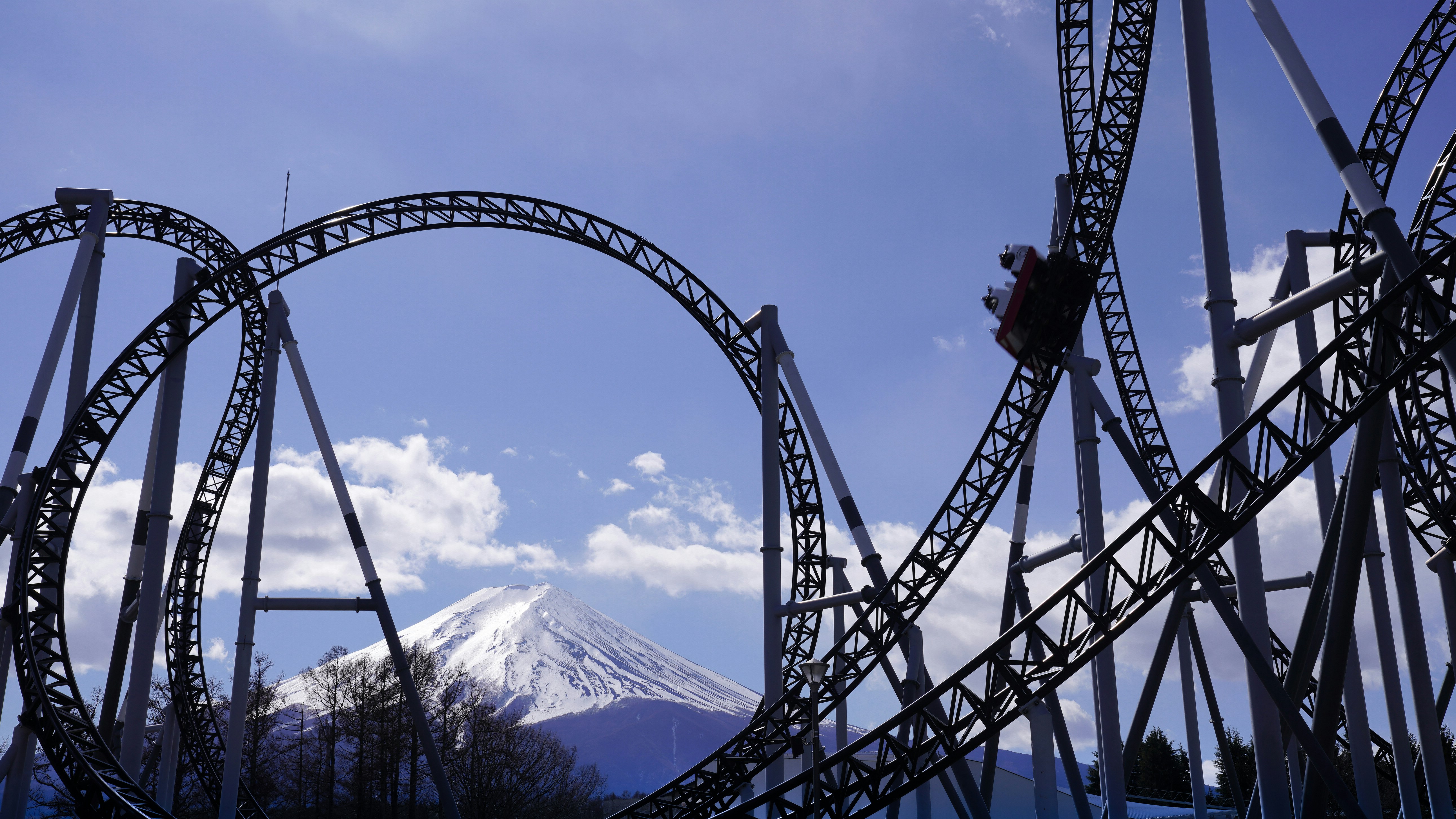 Black roller coaster over the mountain during daytime photo – Free 日本山梨 ...
