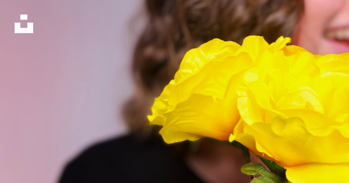 Woman In Black Long Sleeve Shirt Holding Yellow Flower Photo Free