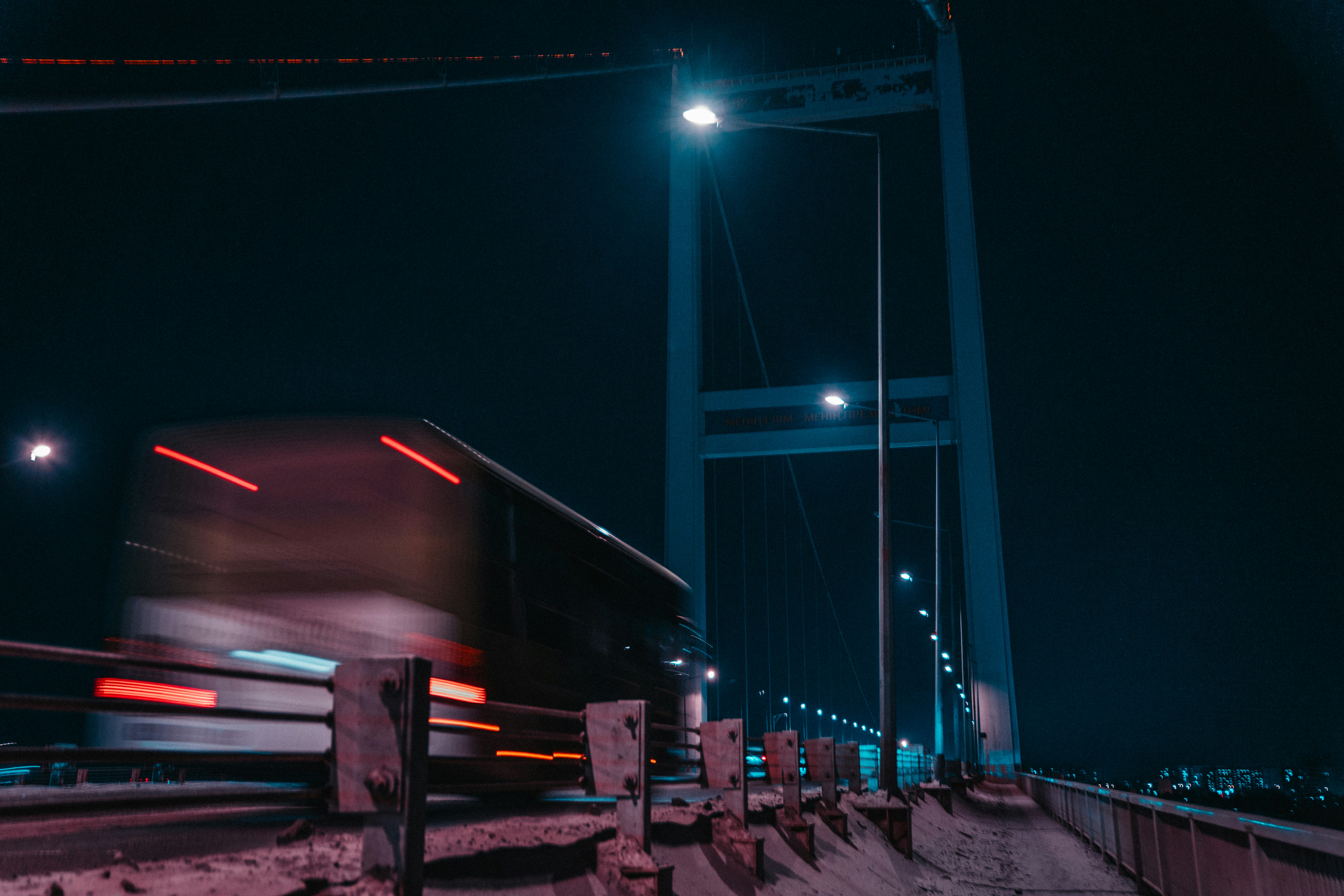 Gray bridge under blue sky during night time photo – Free Kazakhstan ...