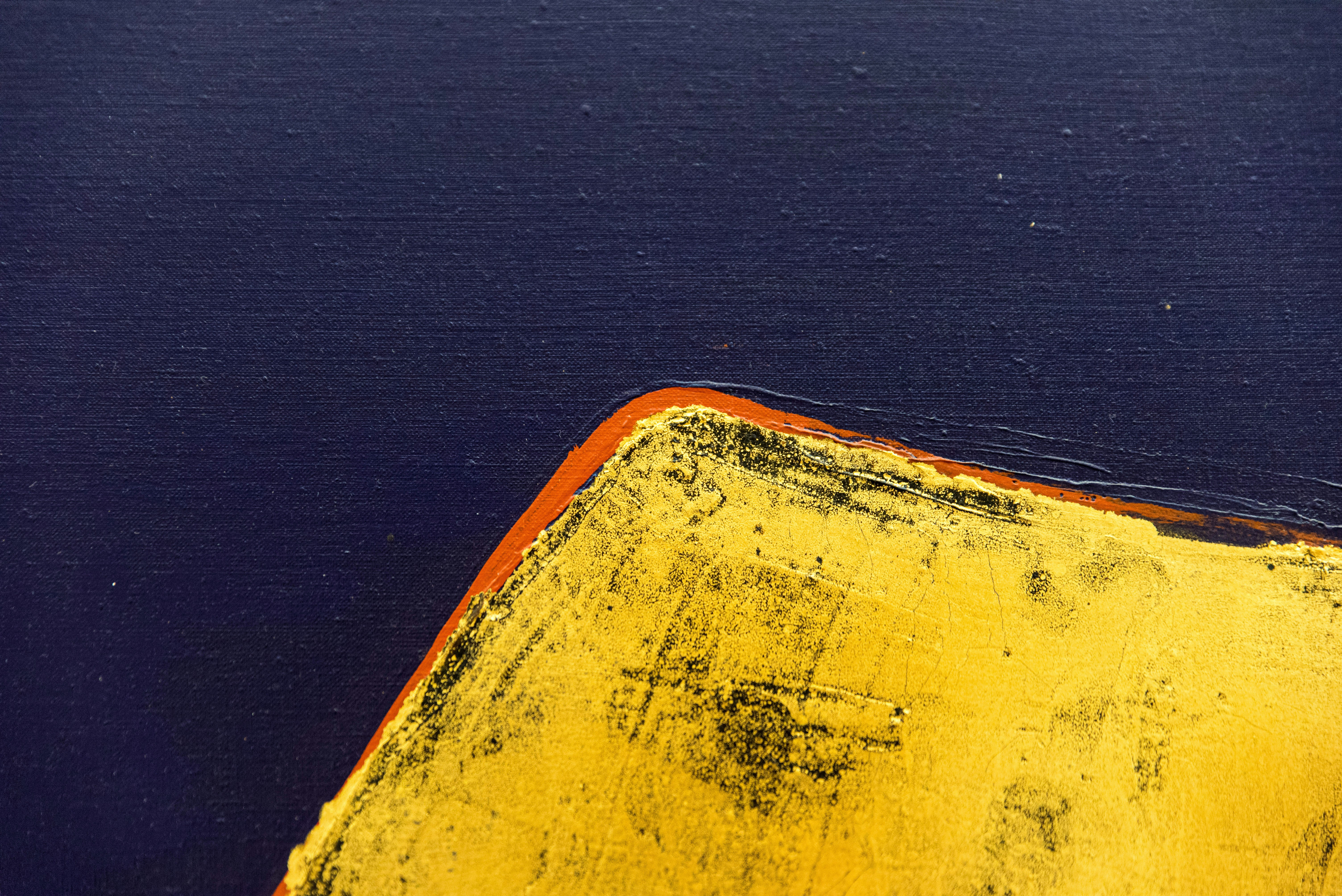 Abstract paint blue gold