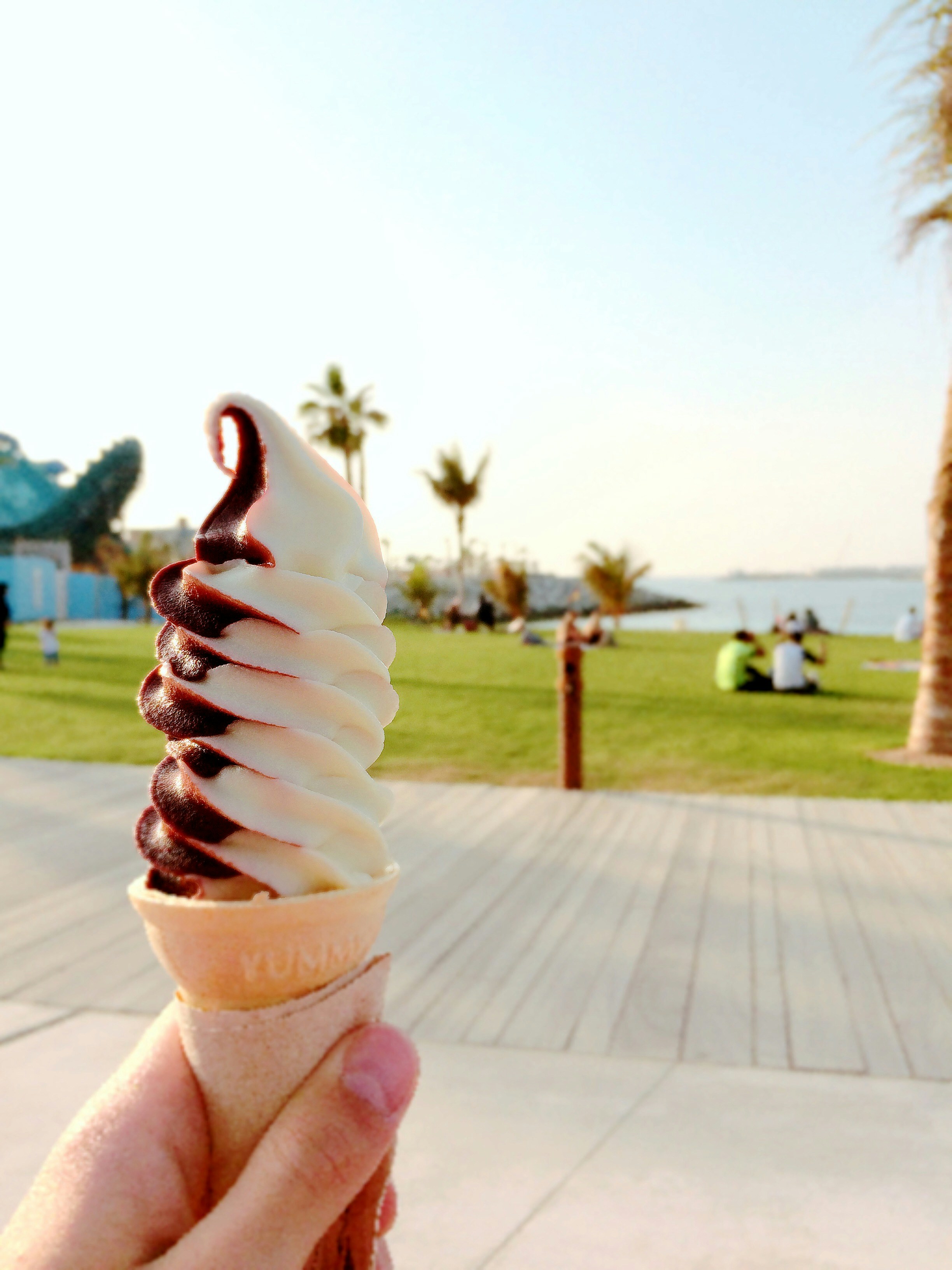 Sunlit Swirl: Ice Cream in the Seaside Park