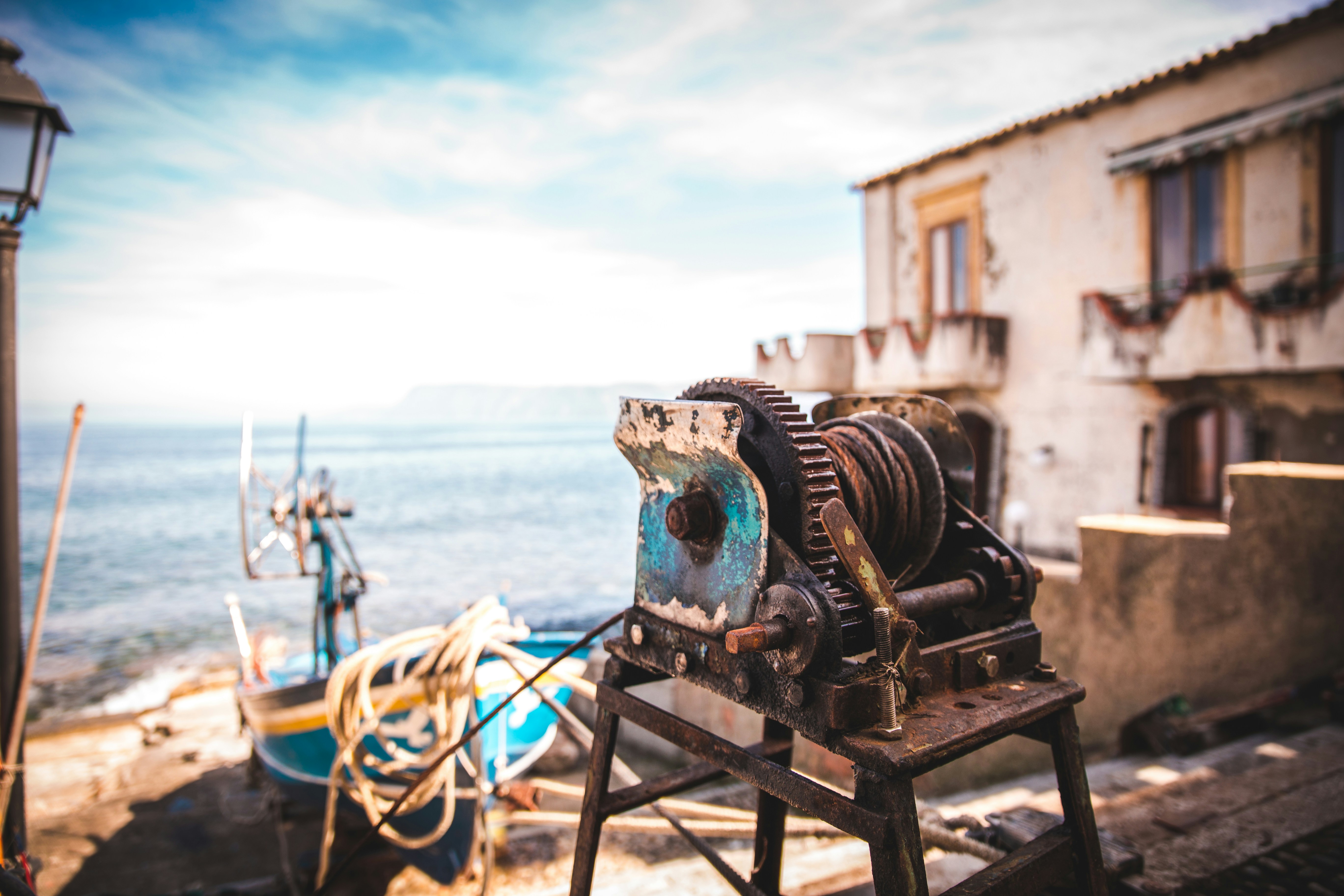 Tide-Worn Winch and the Sea-Edge Workshop