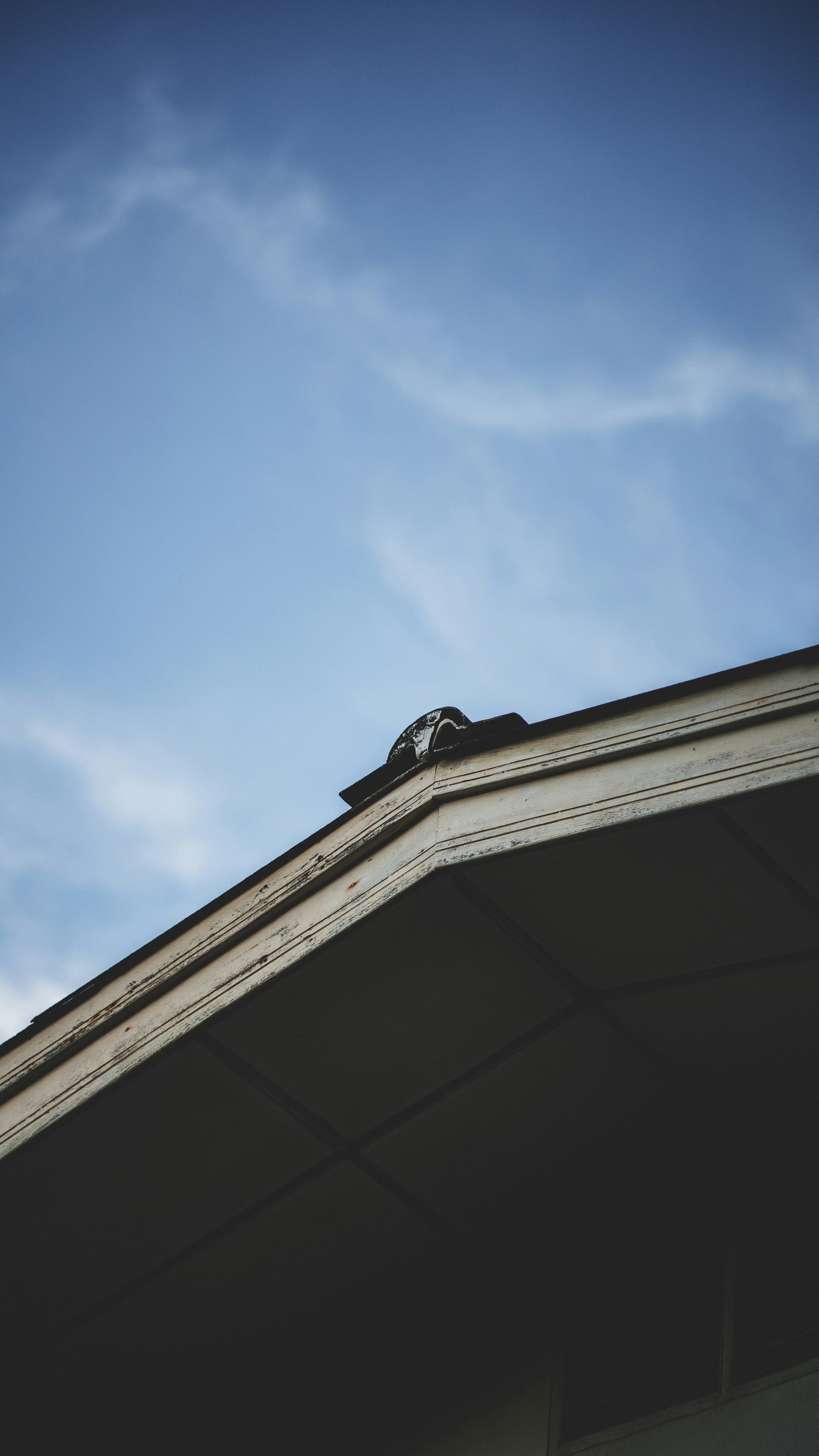 black bird on white wooden roof under blue sky during daytime