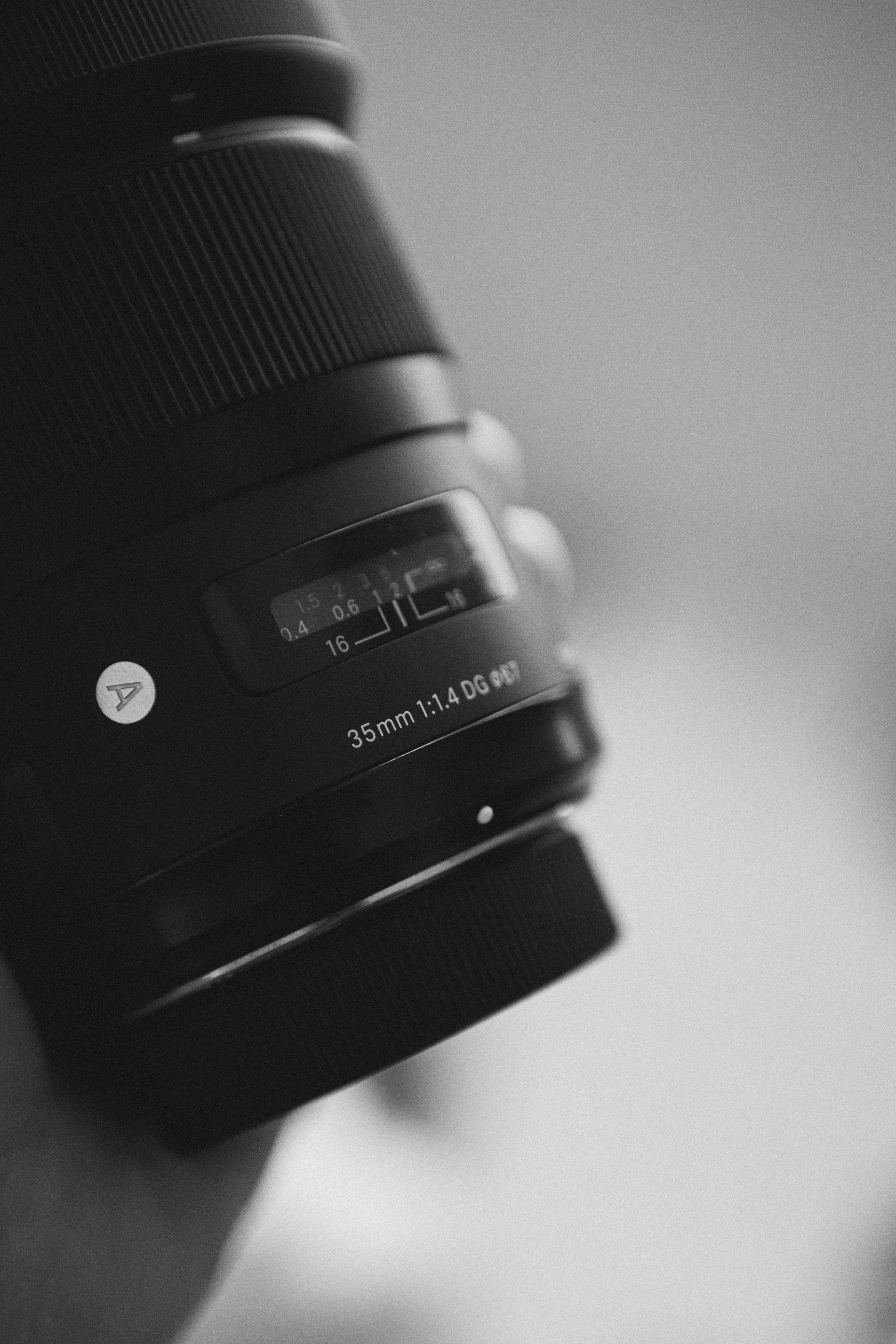 Black camera lens in grayscale photography photo – Free 35mm1.4 Image ...