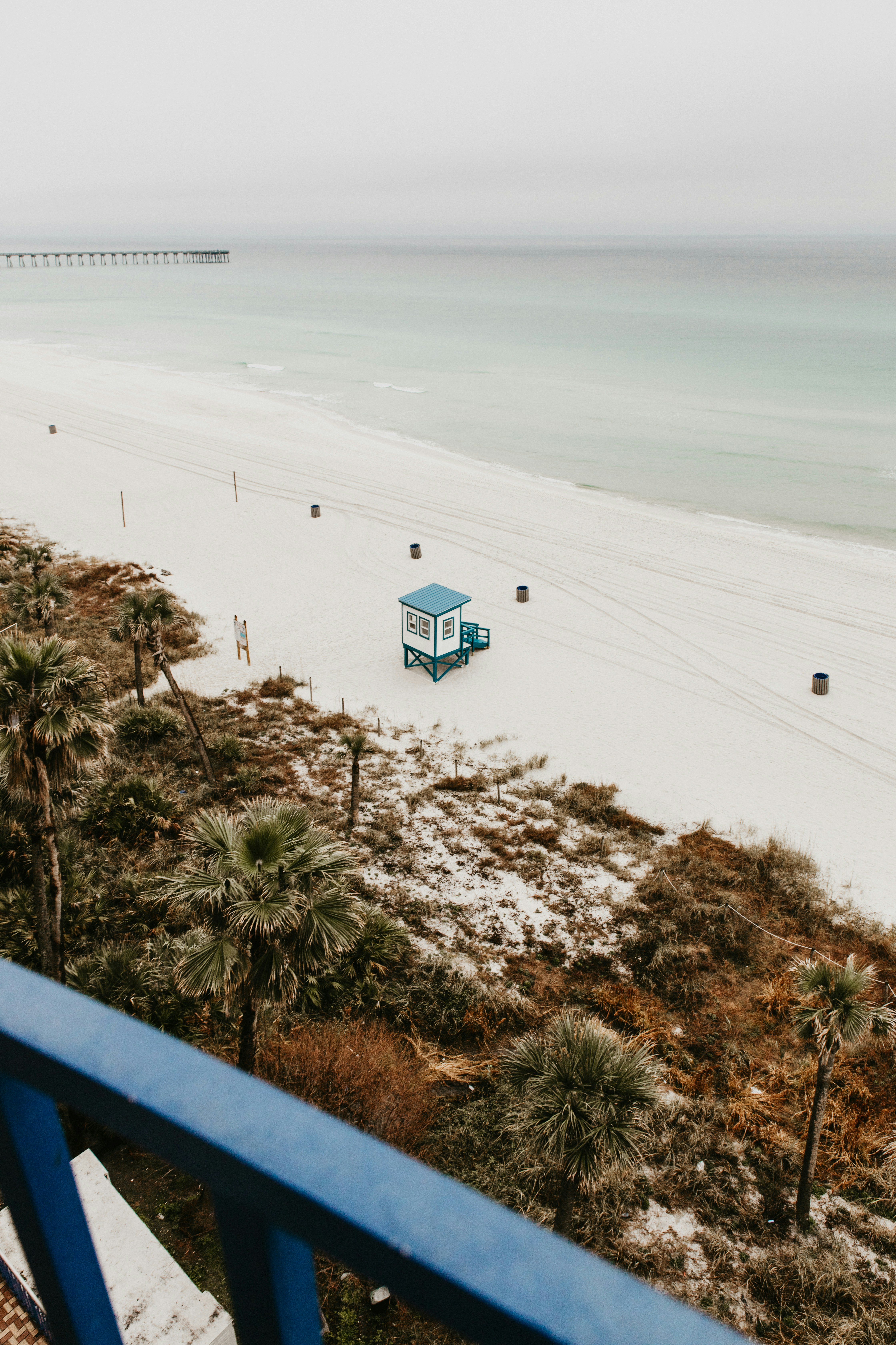 Lifeguard Hut on a Powdery Beach Framed by Palms and Turquoise Waters