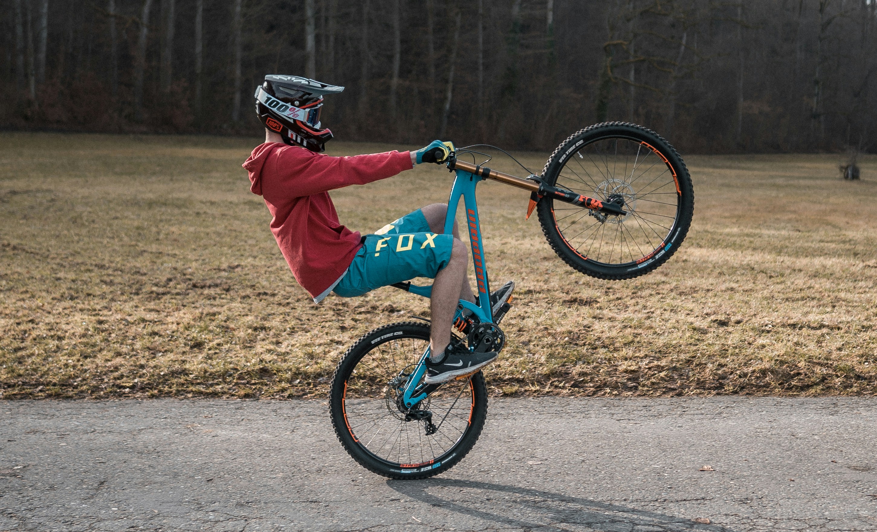 Man in red jacket riding blue bmx bike photo – Free Schaffhausen Image ...