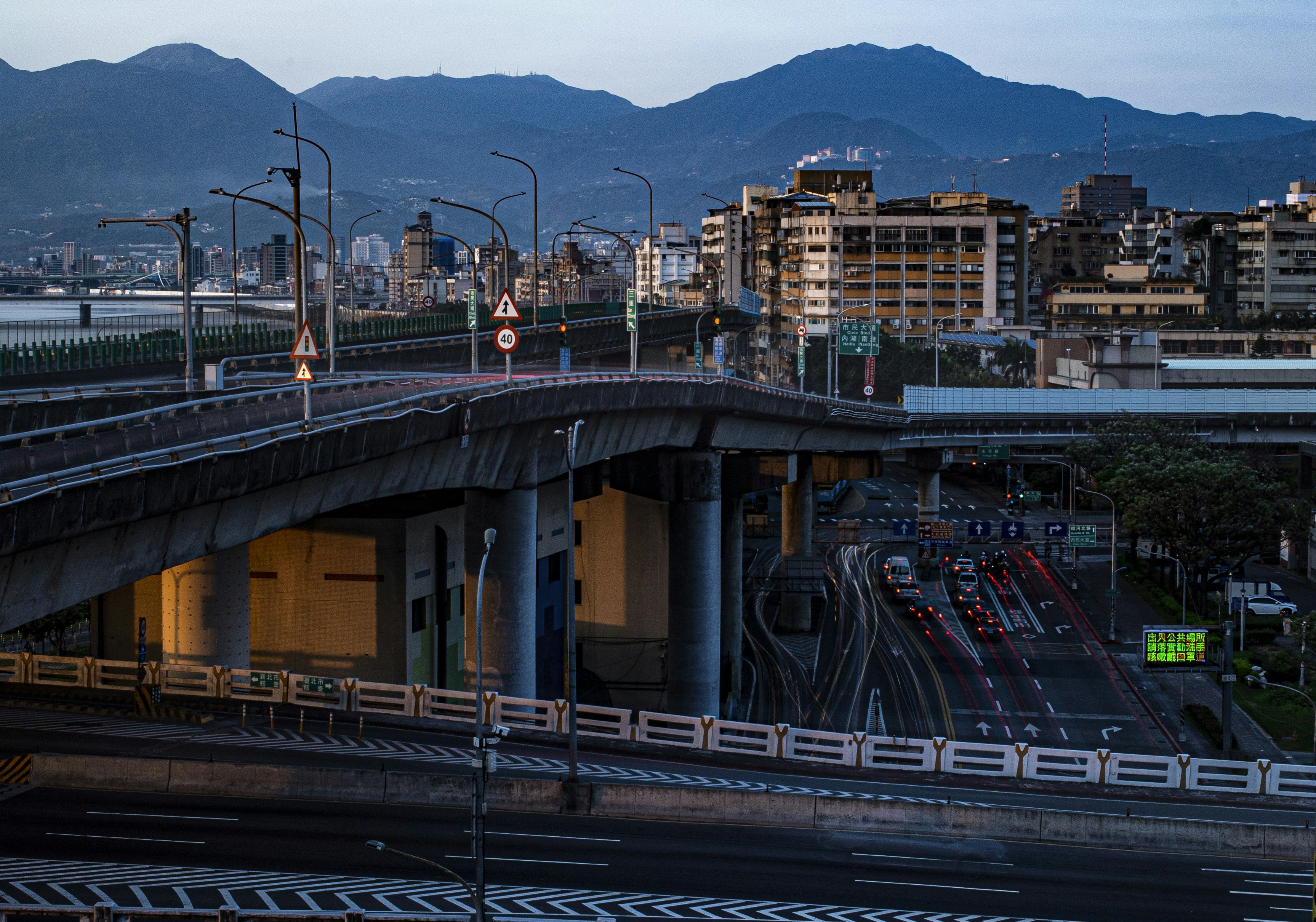 Urban Maze Against Mountain Silhouette