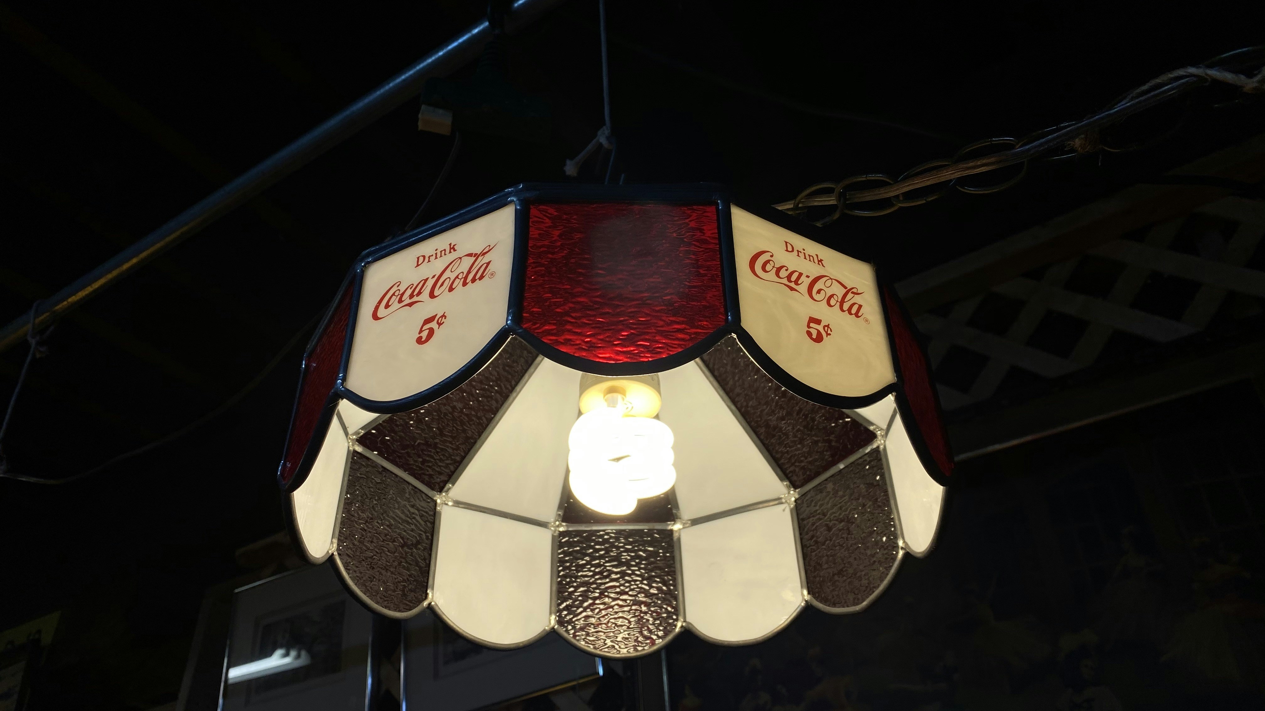 red and white pendant lamp