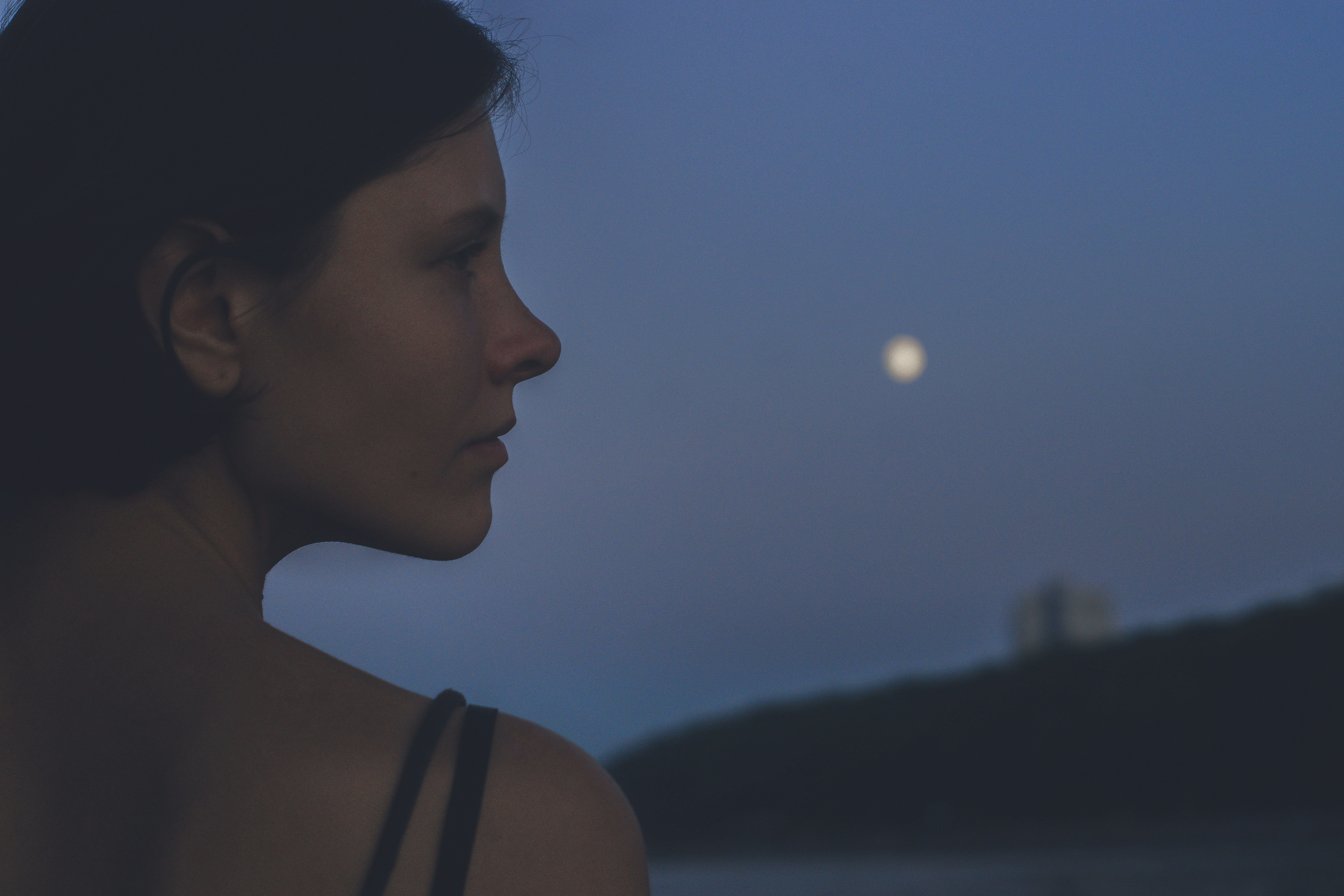 Moonlit Profile over Quiet Water
