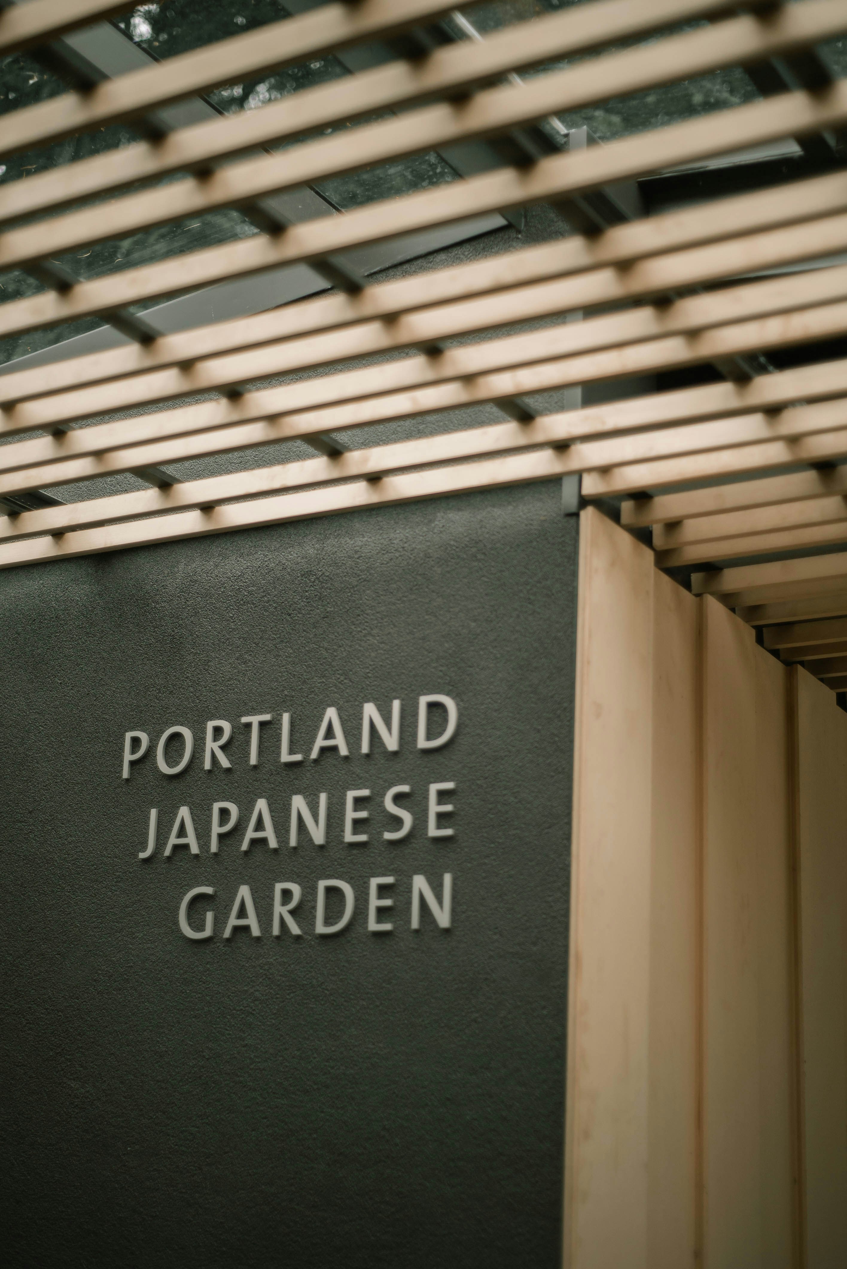 Under the Timber Lattice: Portland Japanese Garden Sign