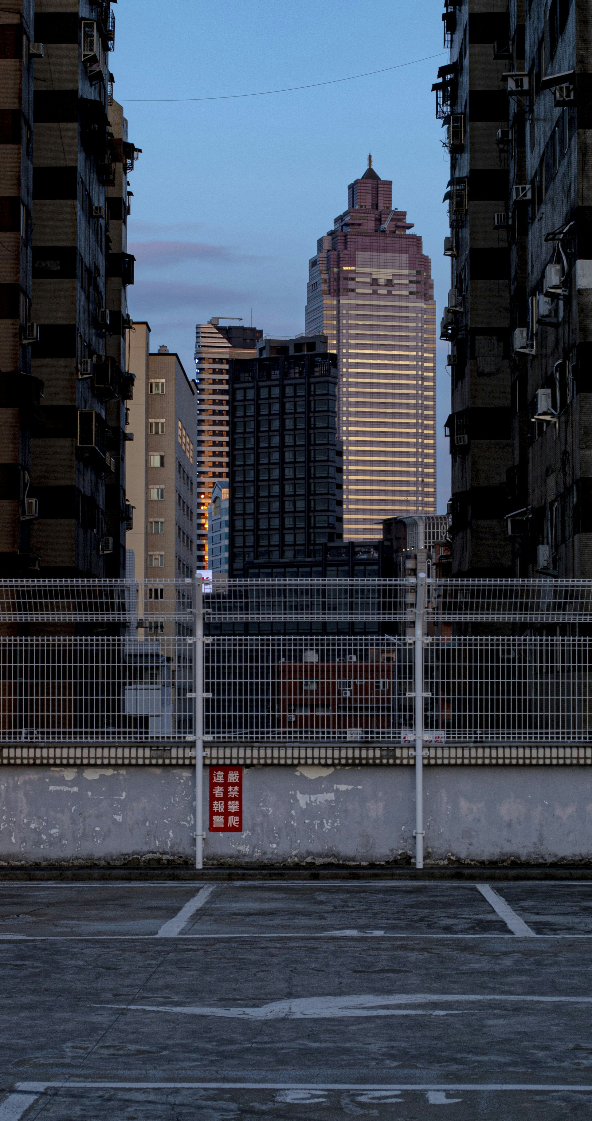 View from up a parking building.