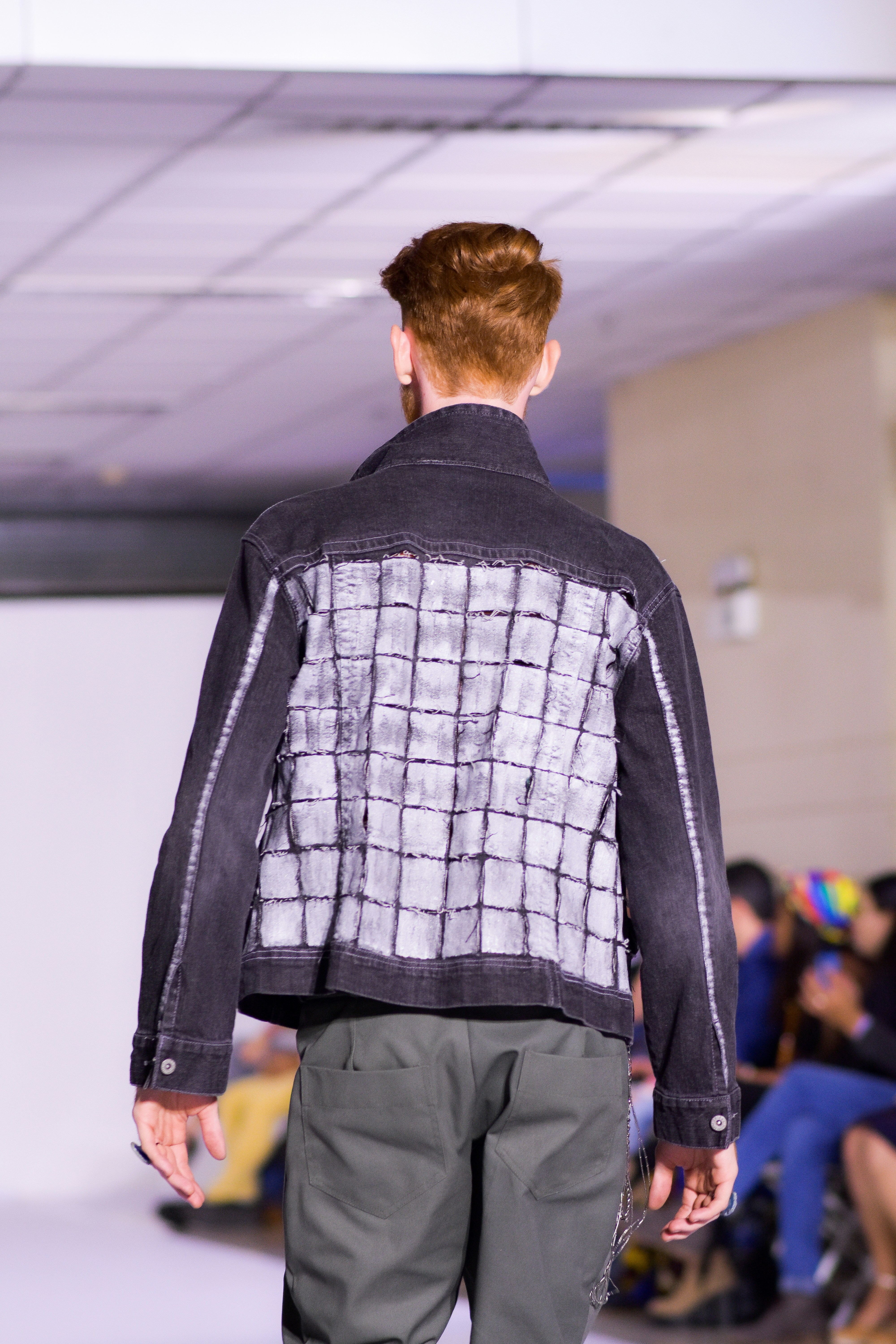Back View, Grid-Patterned Denim: Street Style on the Runway
