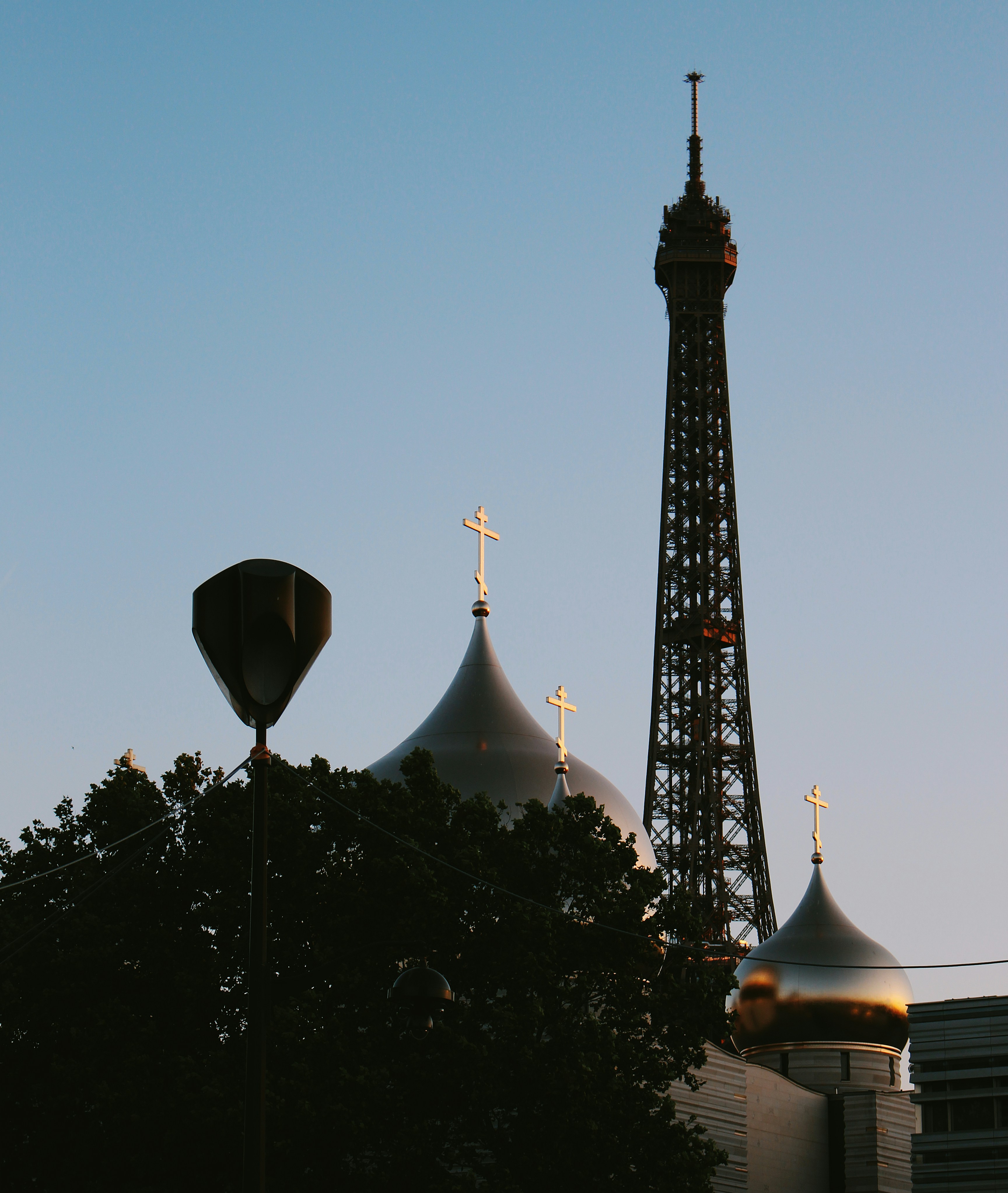 Dusk Over Domed Crosses and a Lattice Tower