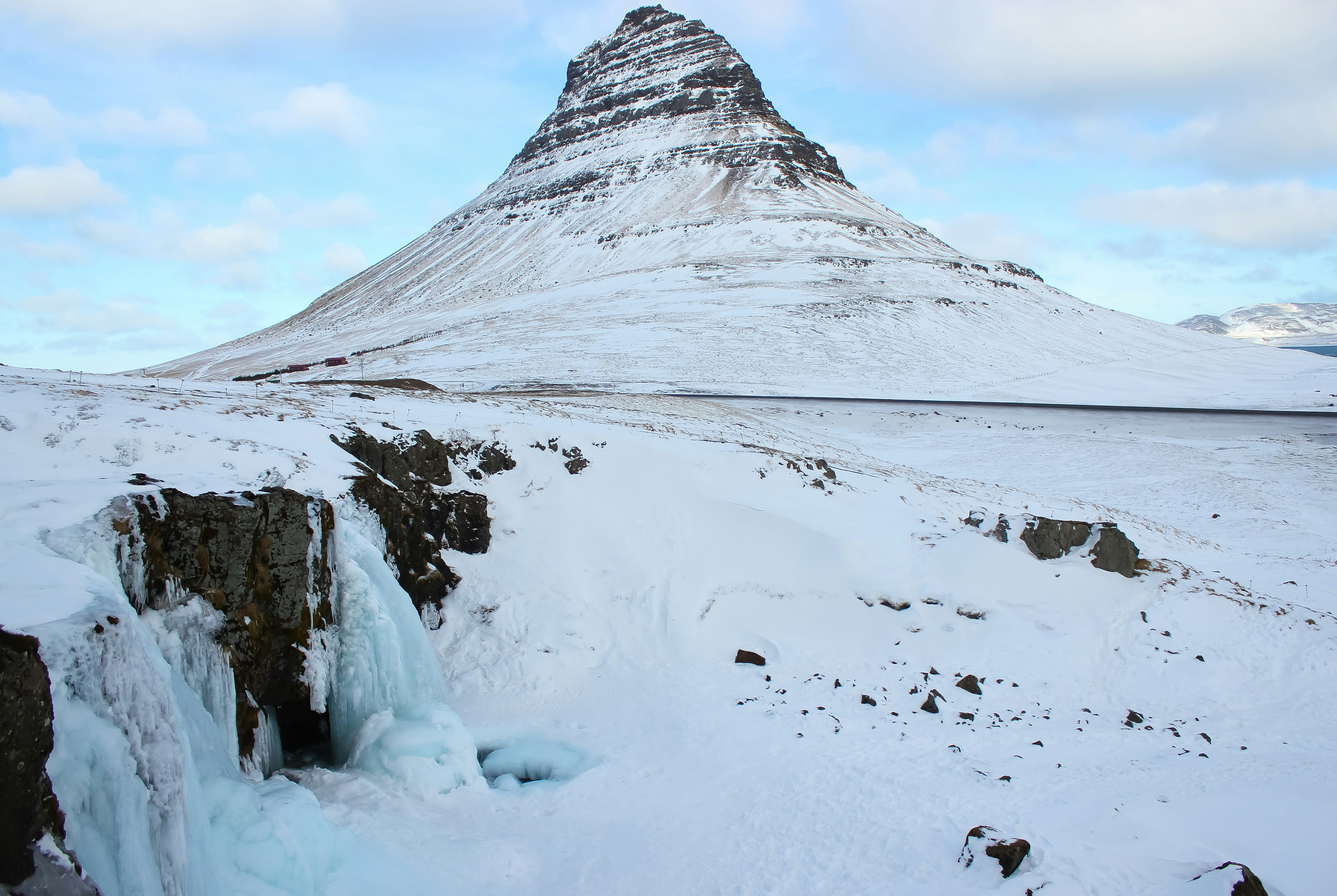 Conical Peak Across a Frozen Plain