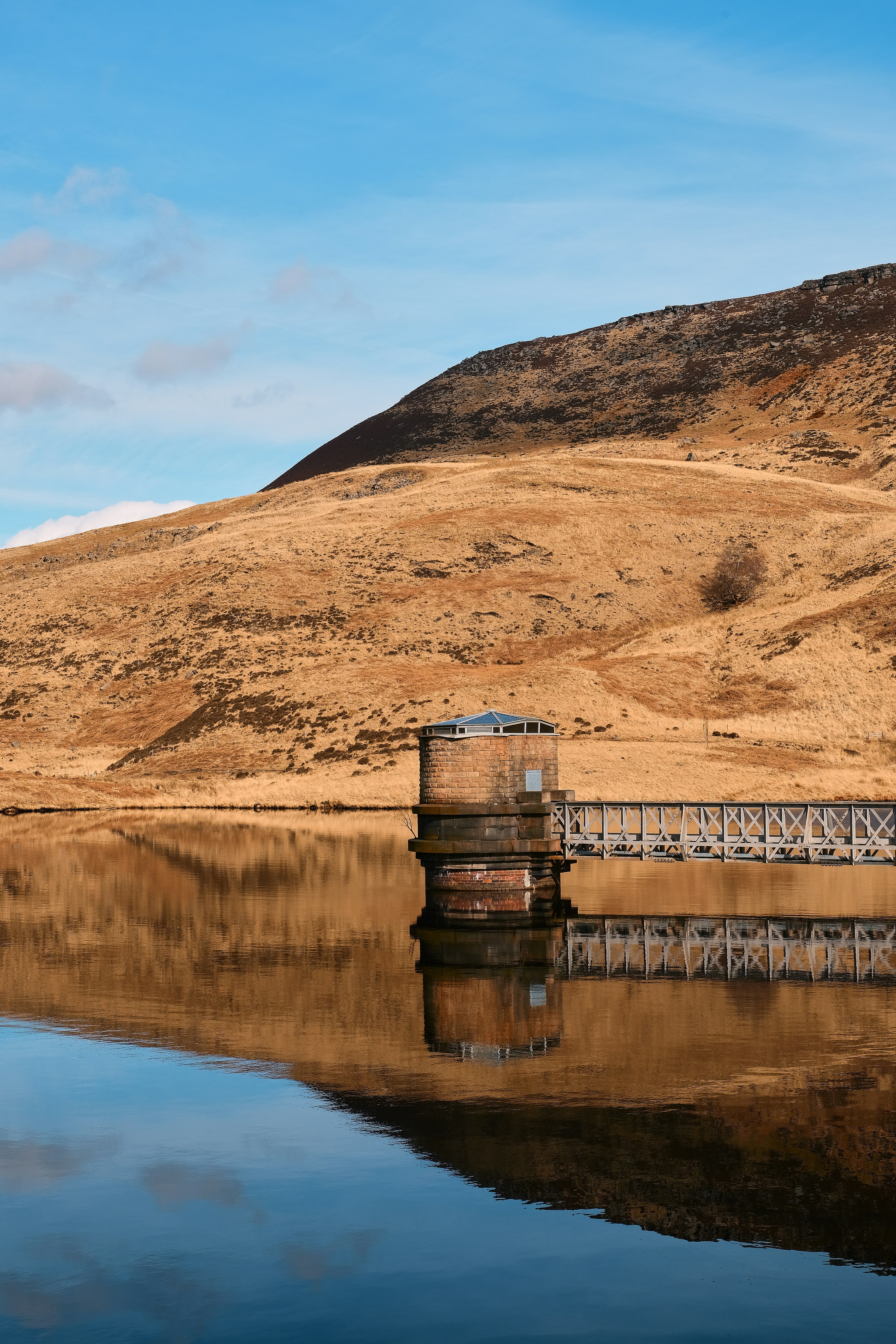 Still Waters, Quiet Hills: A Mirror of a Distant Dam