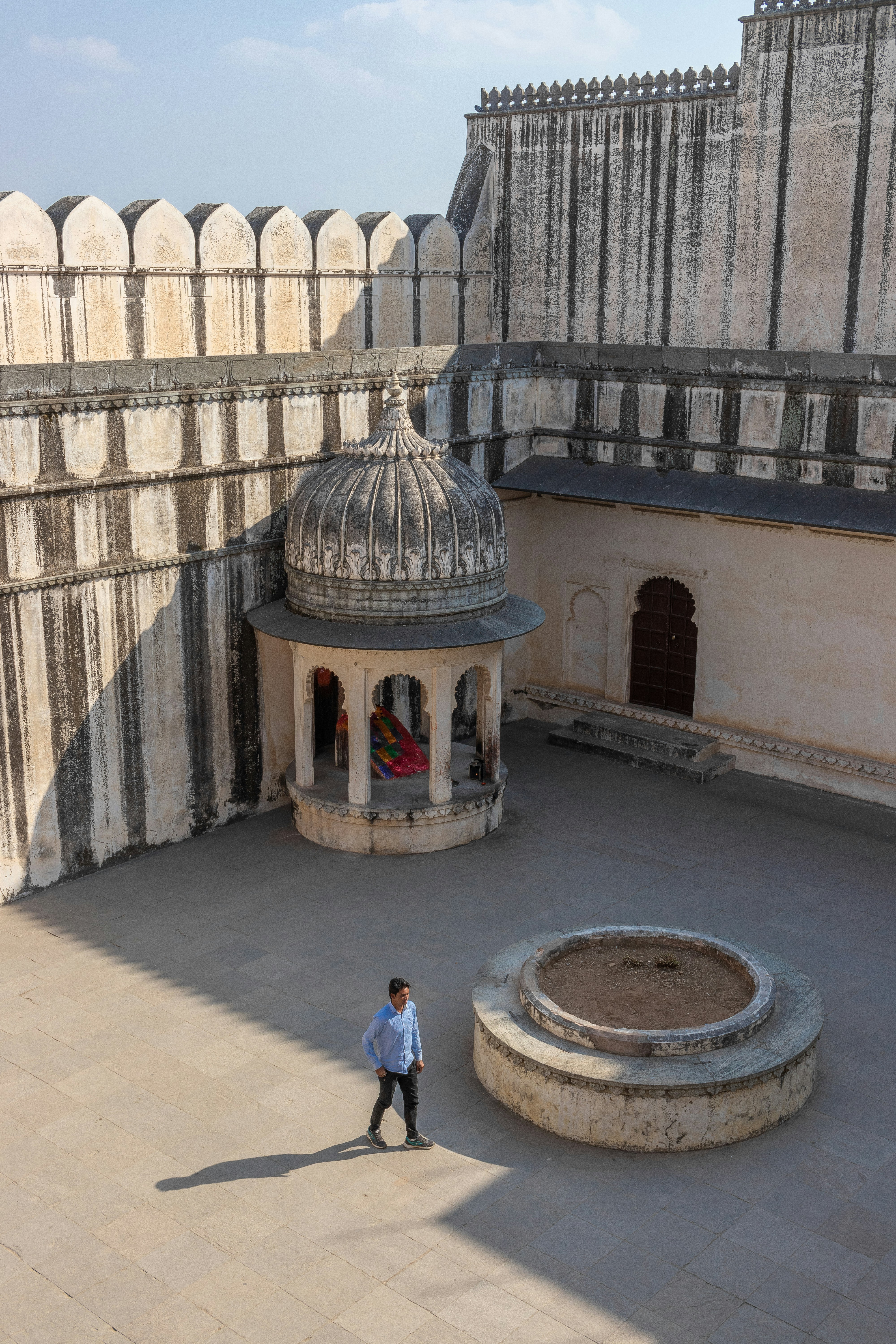 Shot looking down from the top of a palace in Rajasthan.