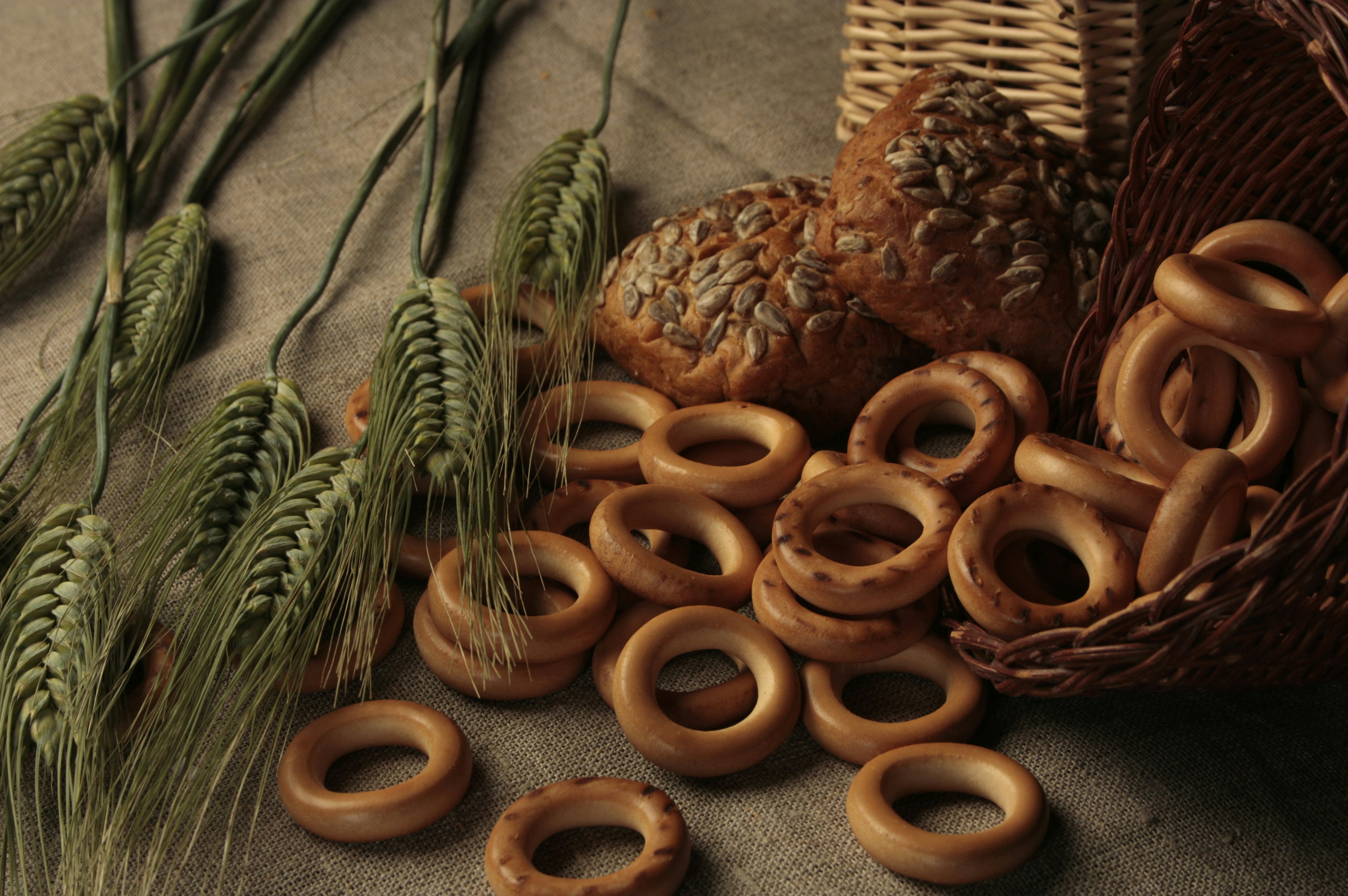 Circles of Crust and Grain: A Rustic Still-Life with Bagel Rings