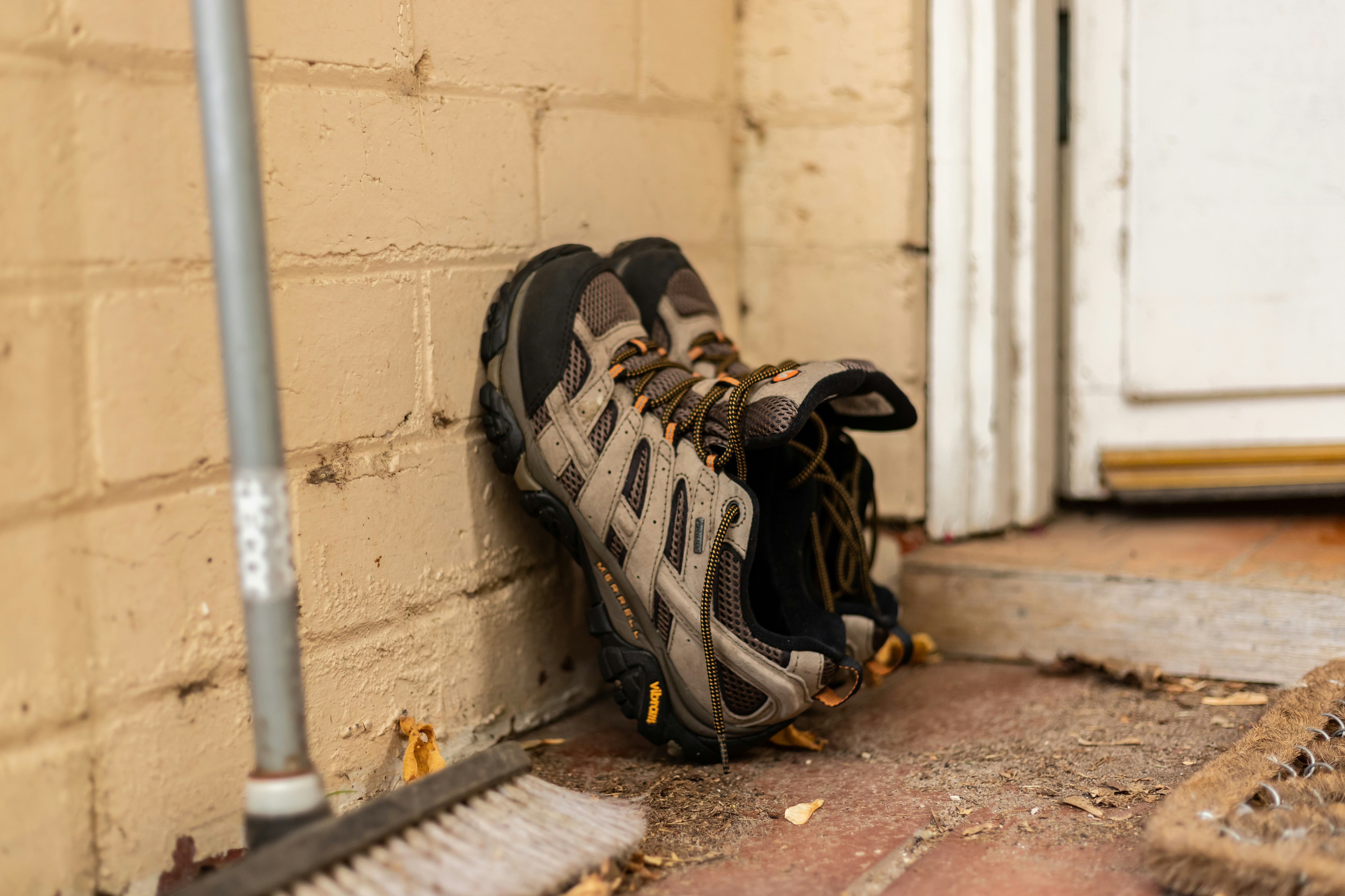 black and gray hiking shoes