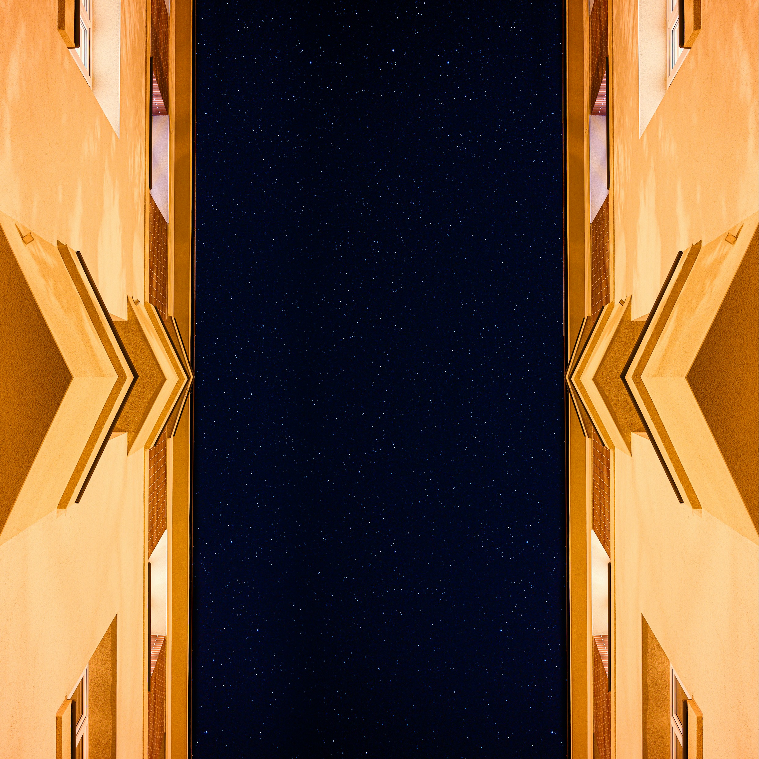 Starfield Between Amber Facades