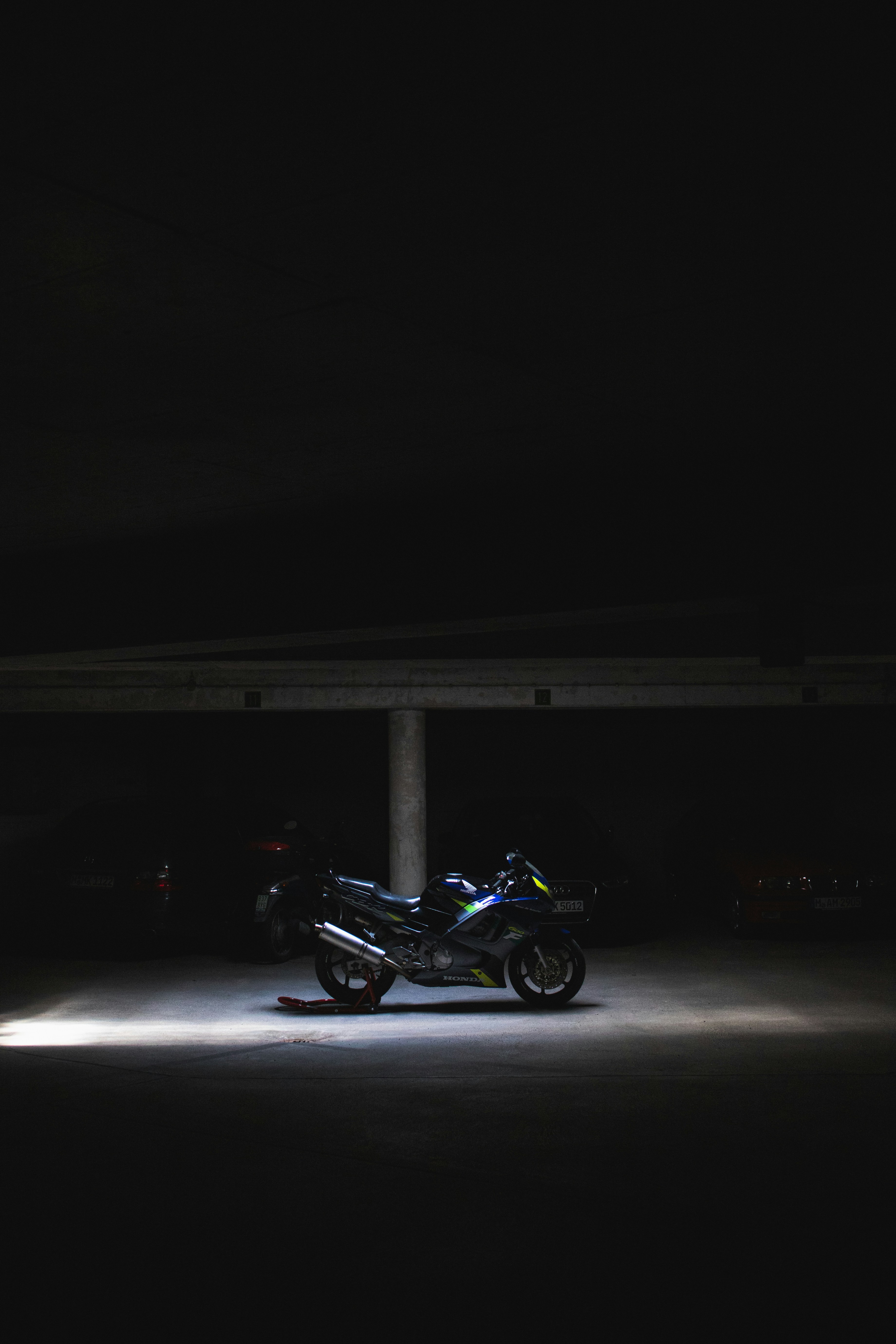 Black and blue sports bike on road during nighttime photo – Free Road ...
