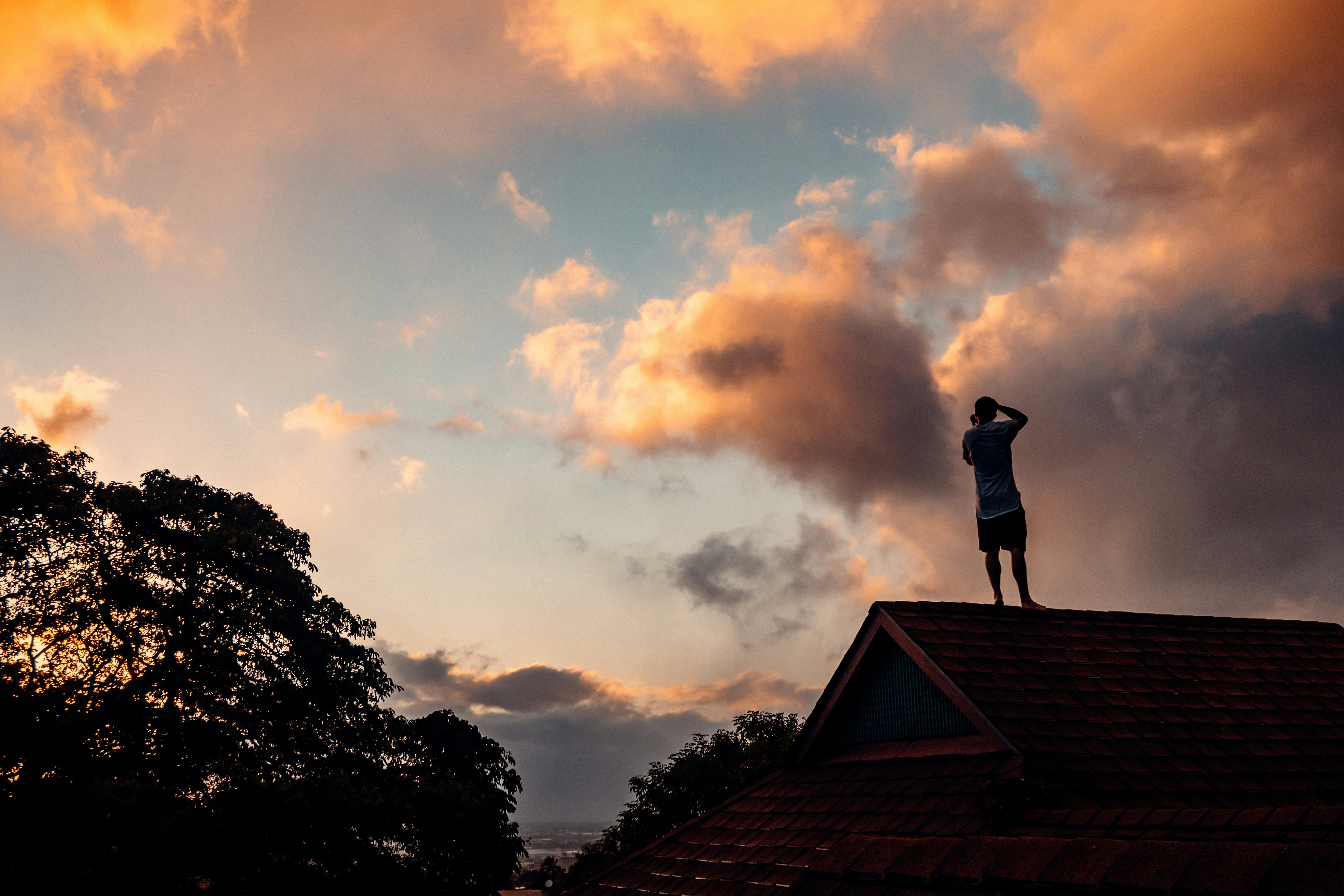 Rooftop Sentinel at Sunset