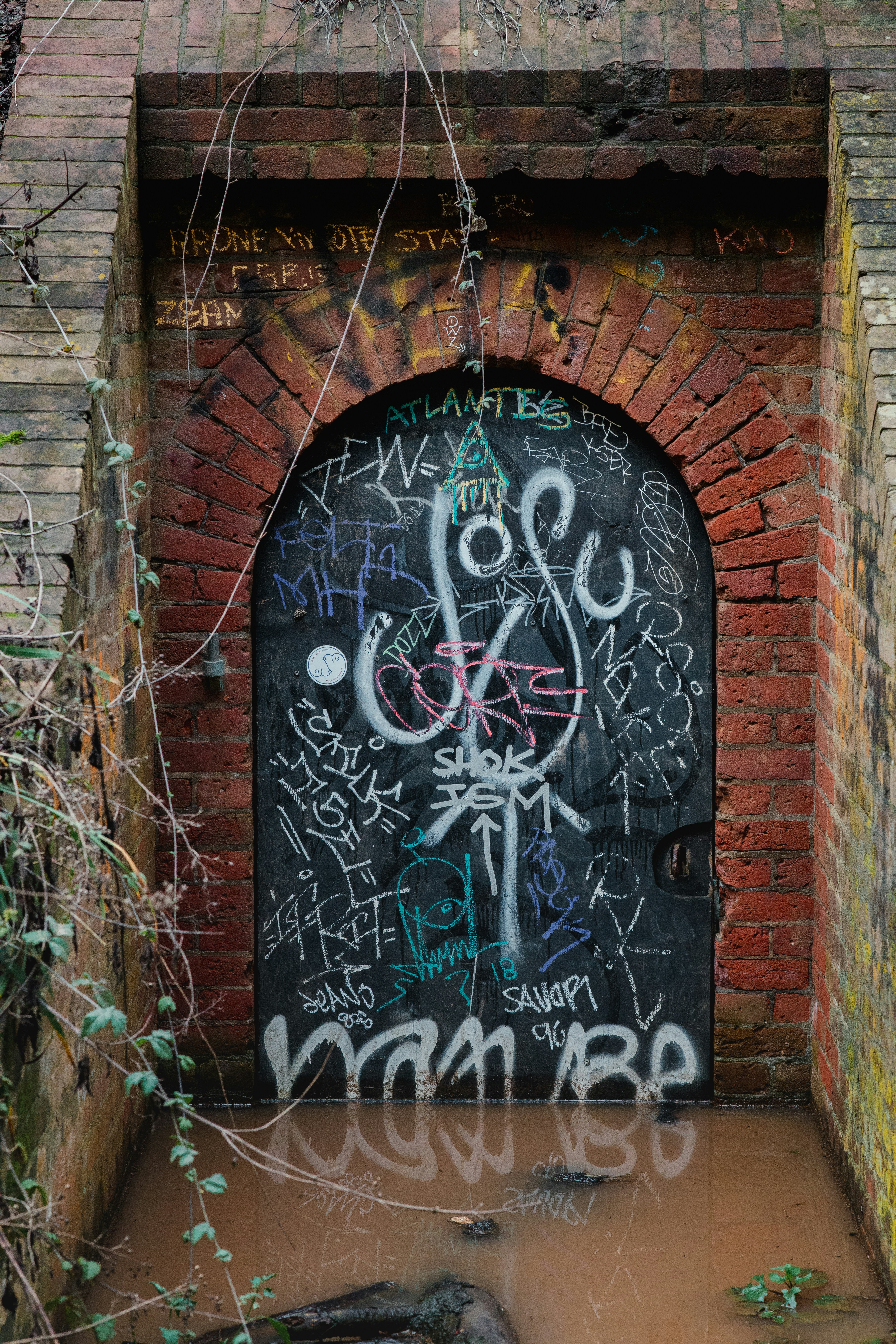 black and white wooden door