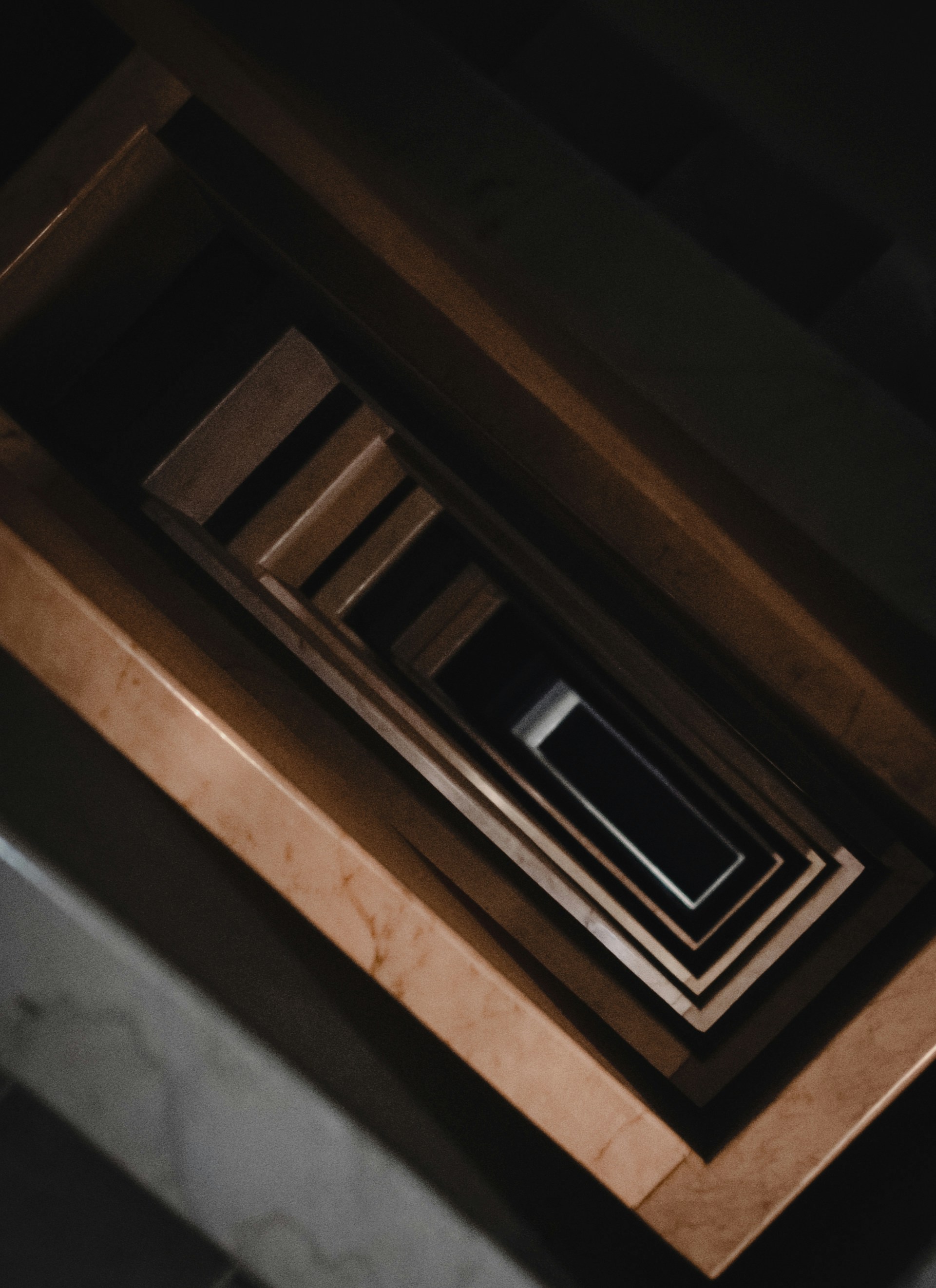 Geometric Descent: Framed Rectangles in a Dim Stairwell