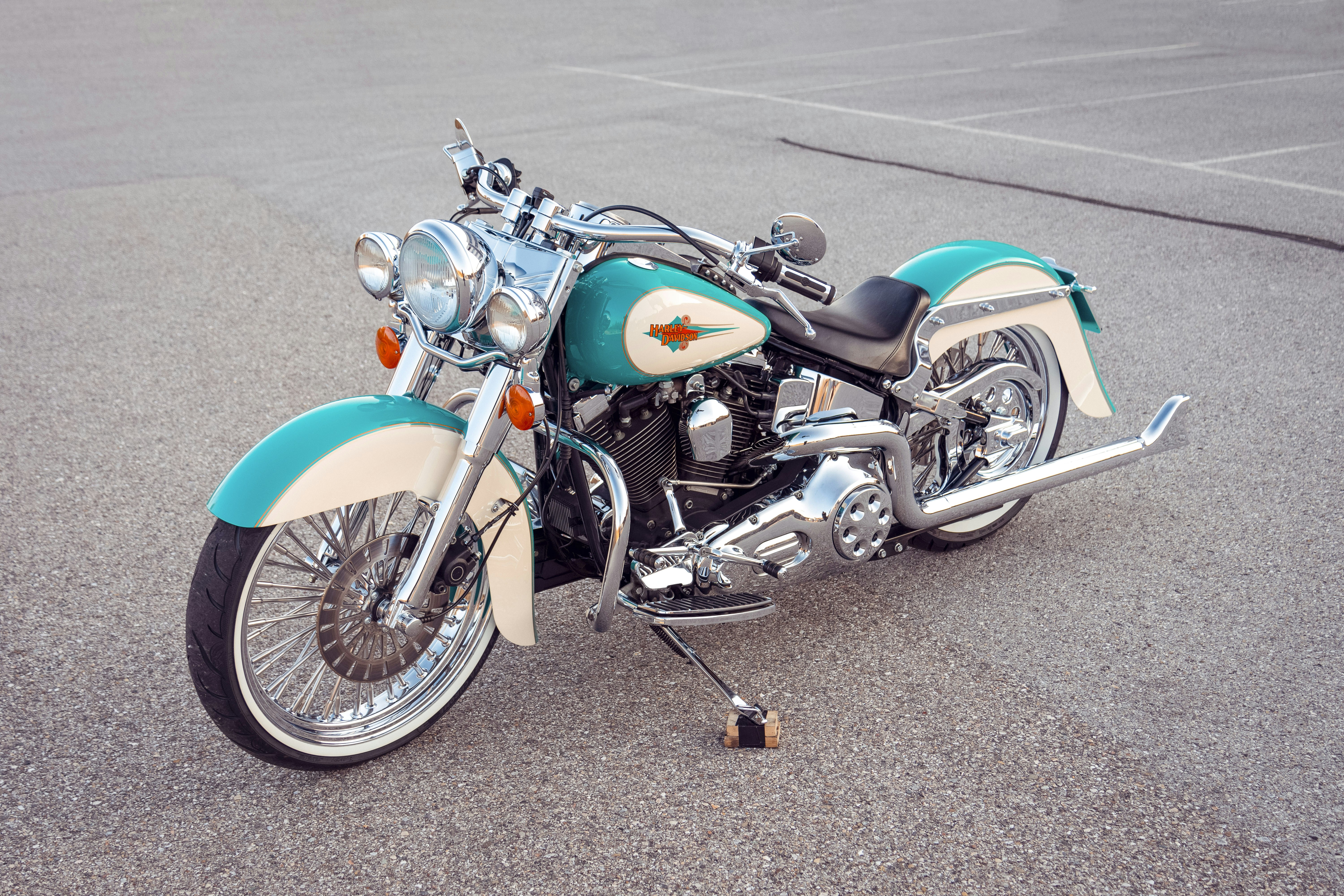 Turquoise And White Motorcycle