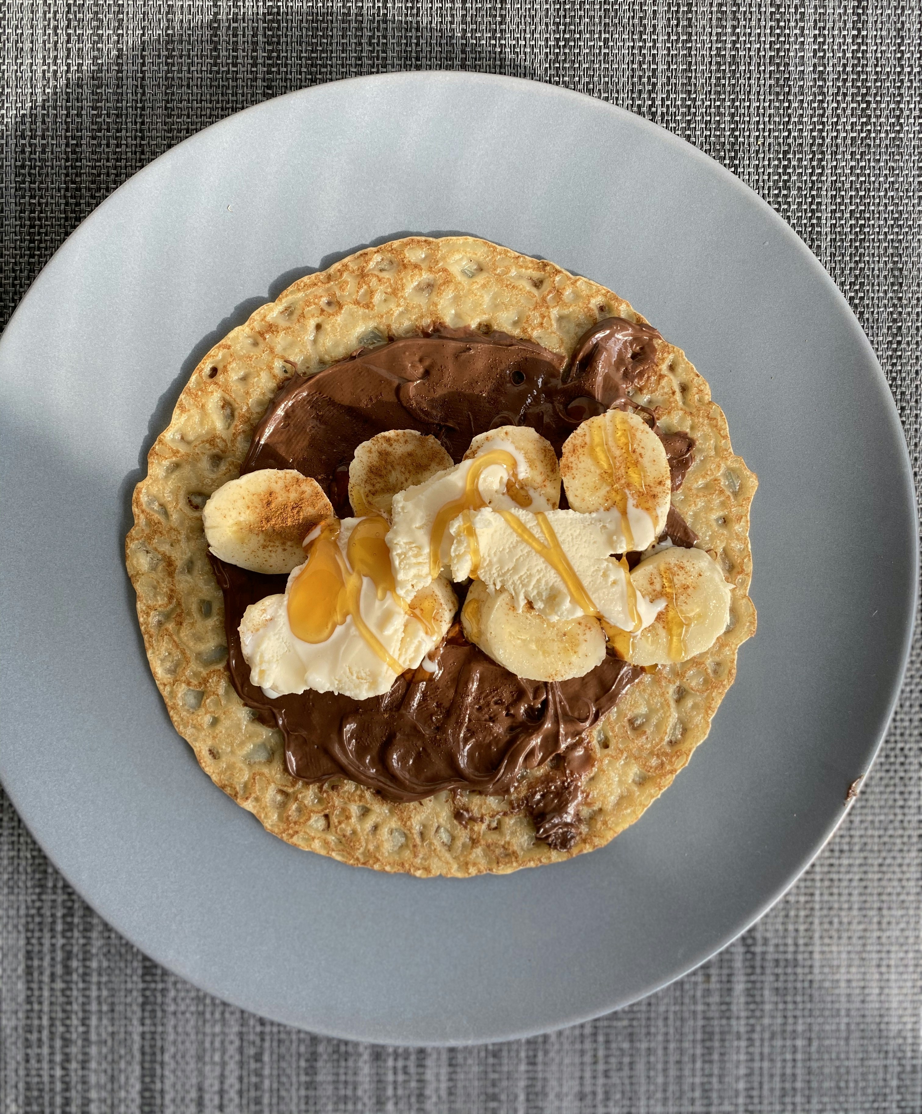 Nutty Chocolate Crepe on a Slate Stage
