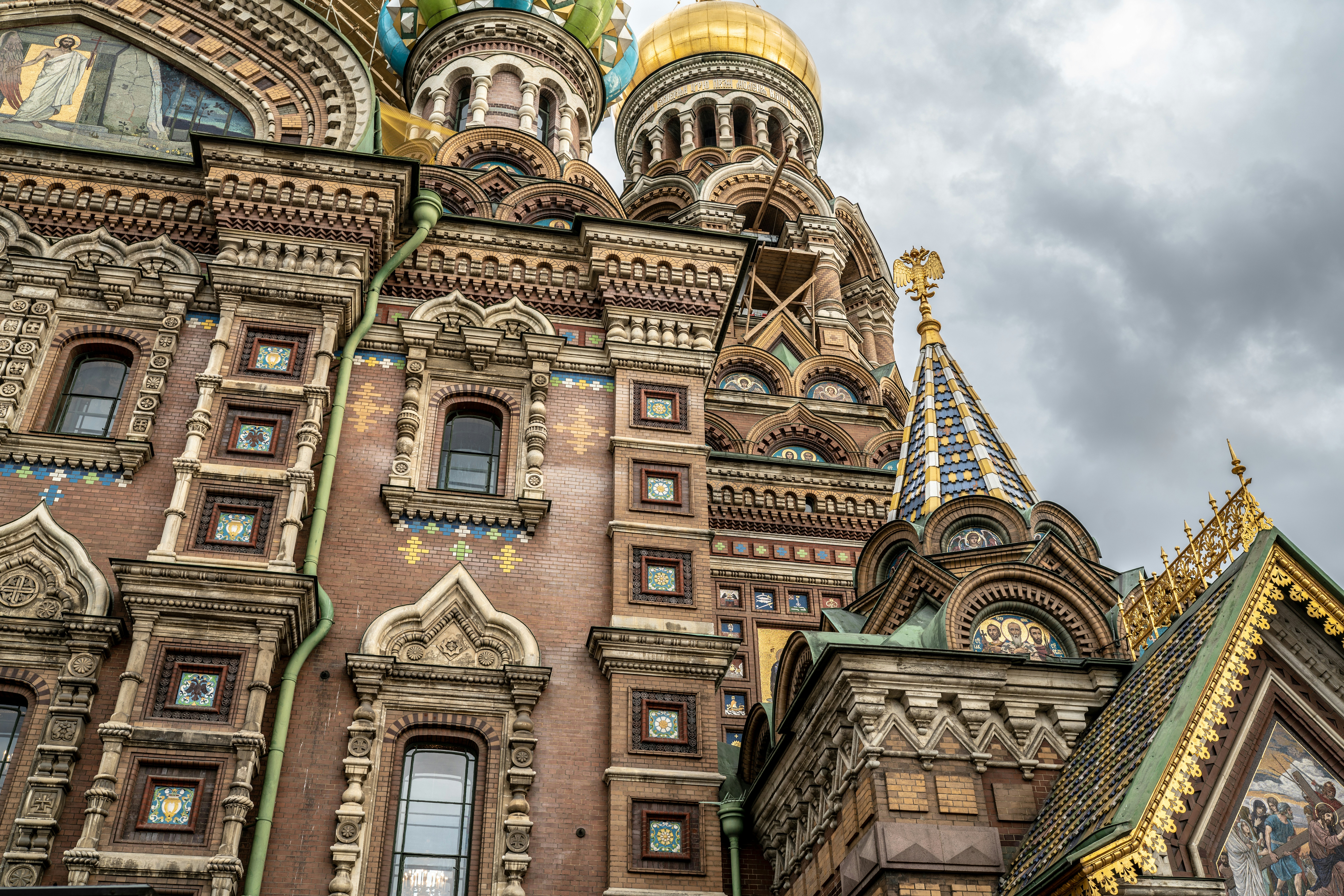 Brickwork Crowned by Color: Saint Basil’s Cathedral Facade Close-Up