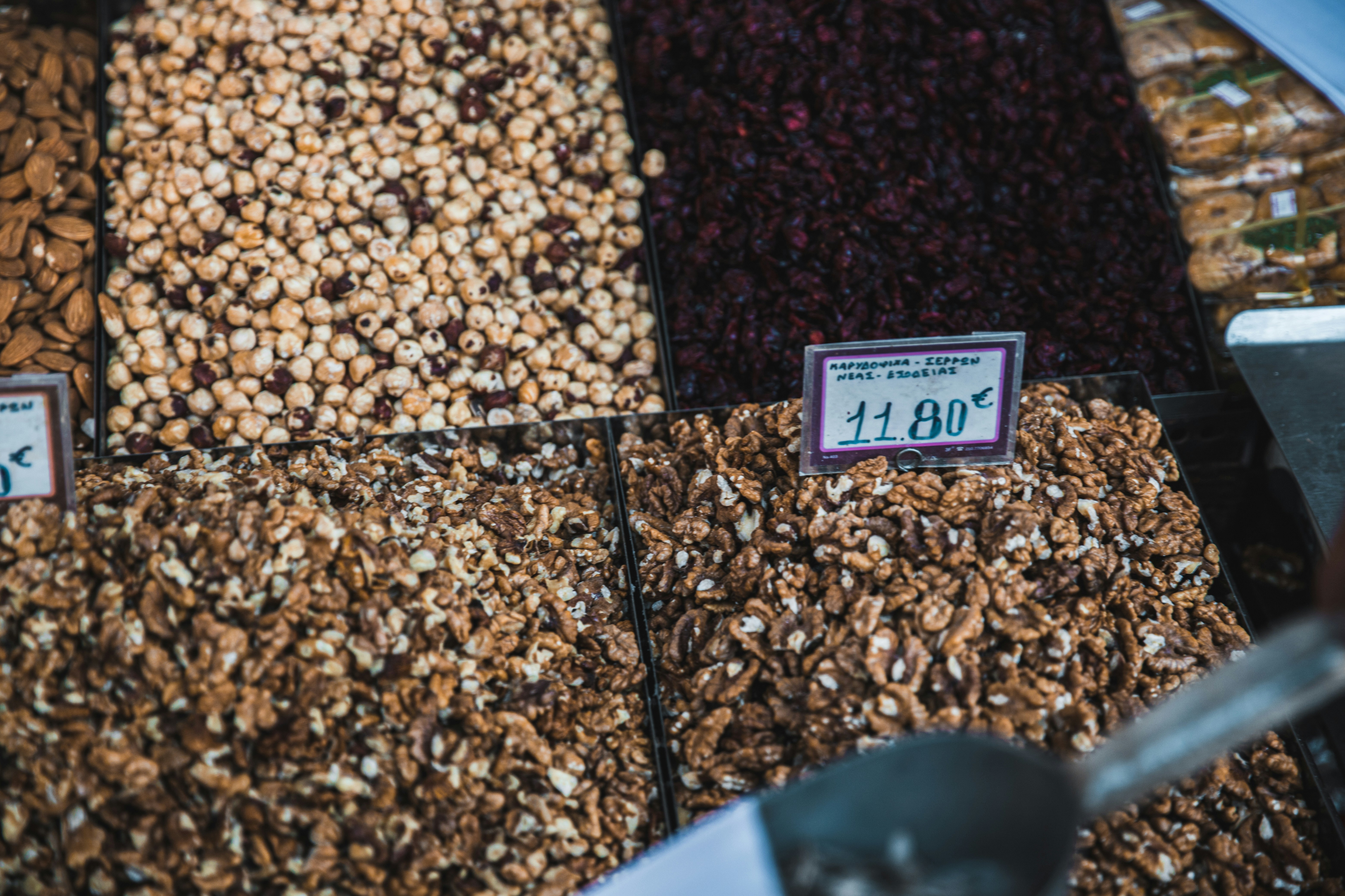Patchwork Nut Bins Under Warm Market Light