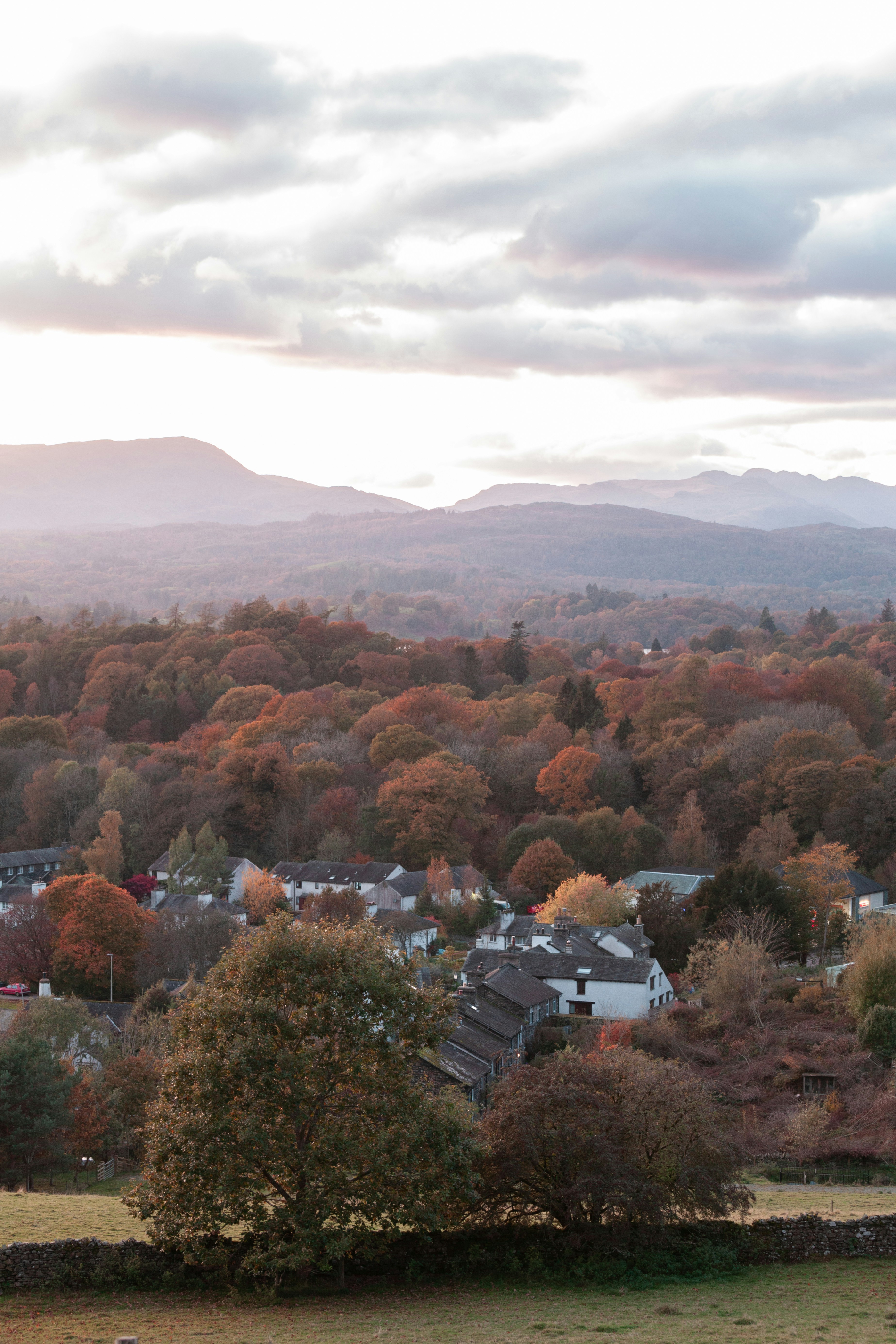 Autumn Veil Over a Quiet Valley Village
