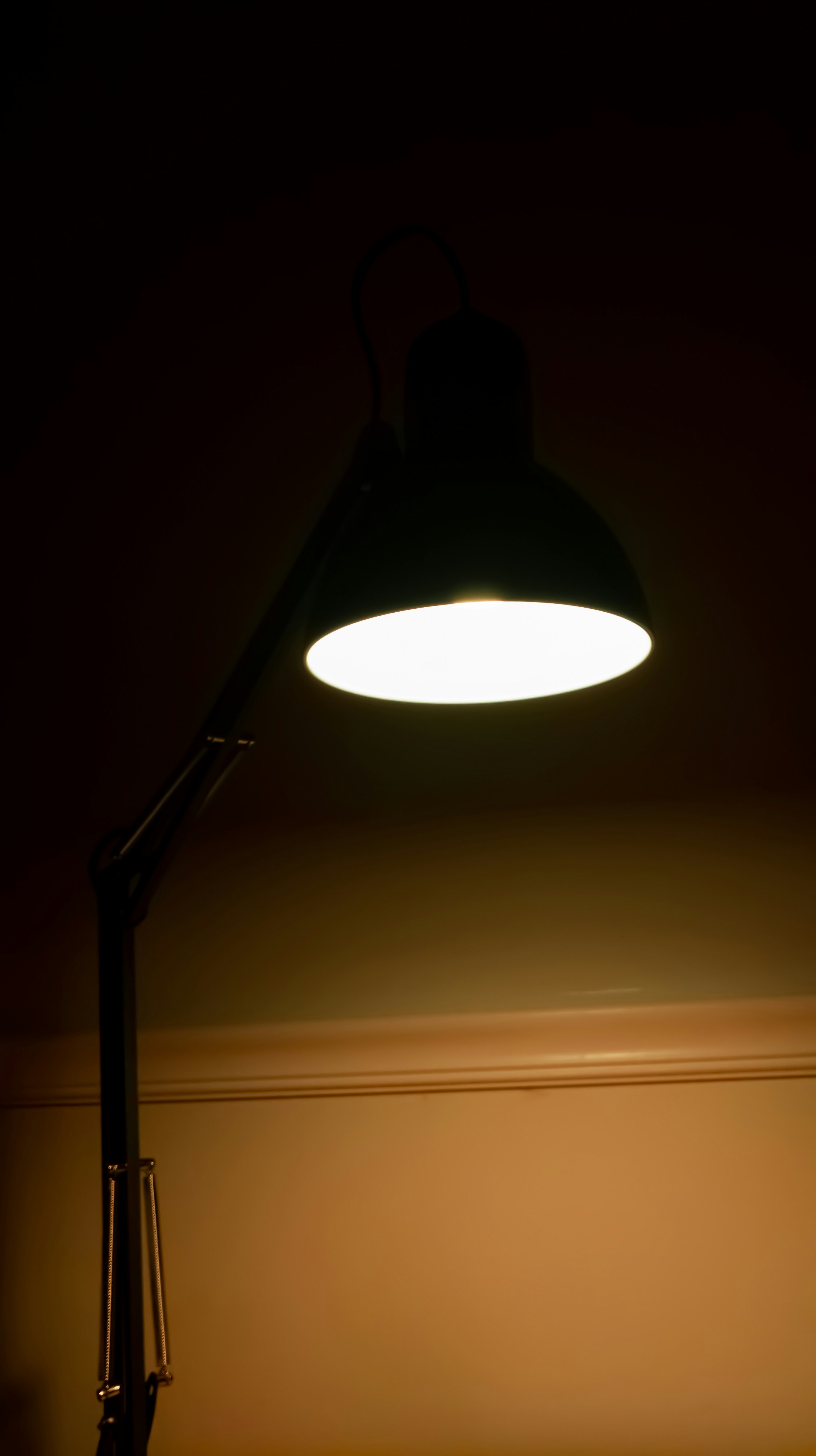 Black pendant lamp turned on in room photo – Free #minimal Image on ...