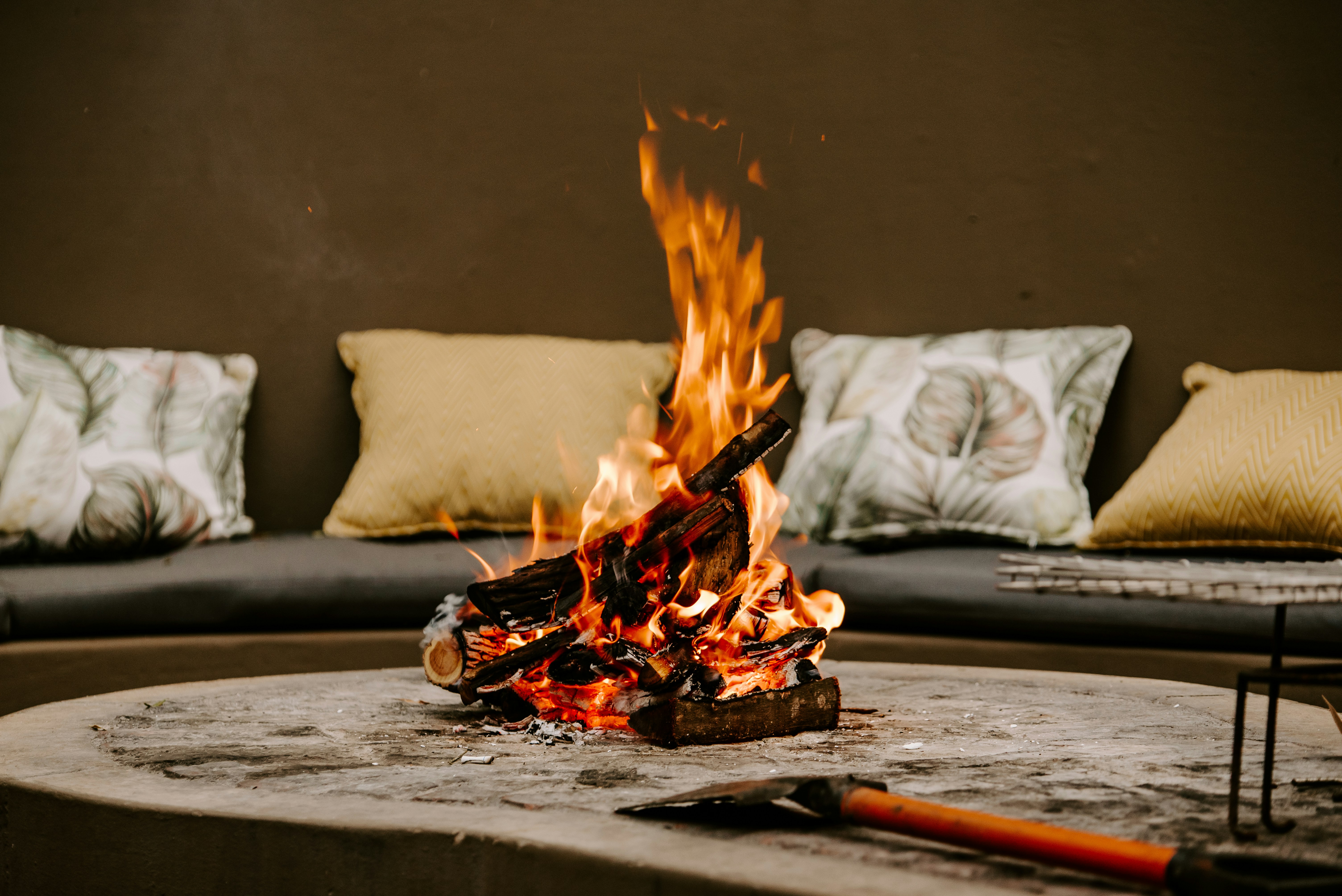 Cozy Vignette: A Hearth on a Low-Slung Terrace