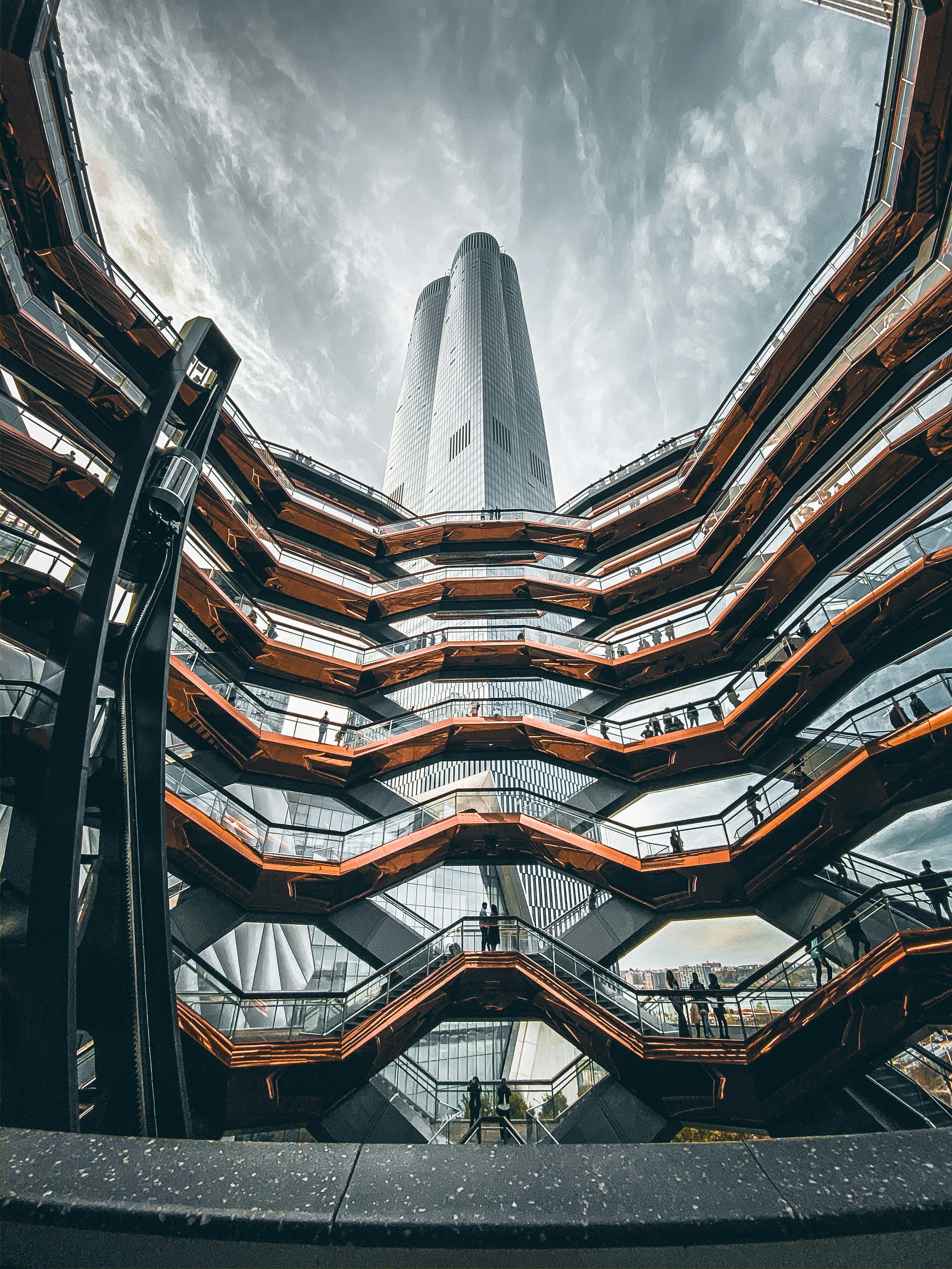 Worms eye view of brown and black building photo – Free Building Image ...