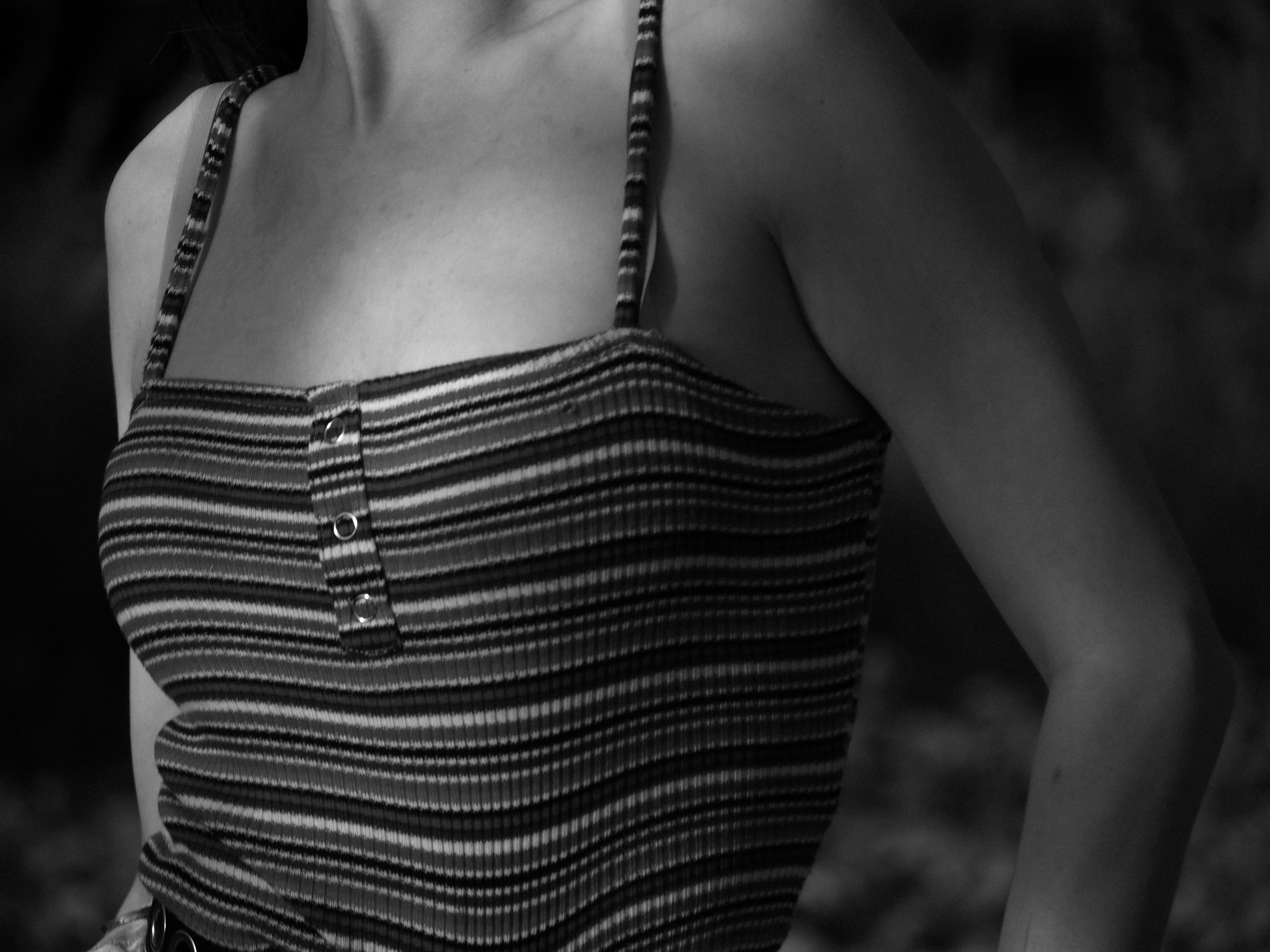 Woman in black and white stripe spaghetti strap top photo – Free Human ...