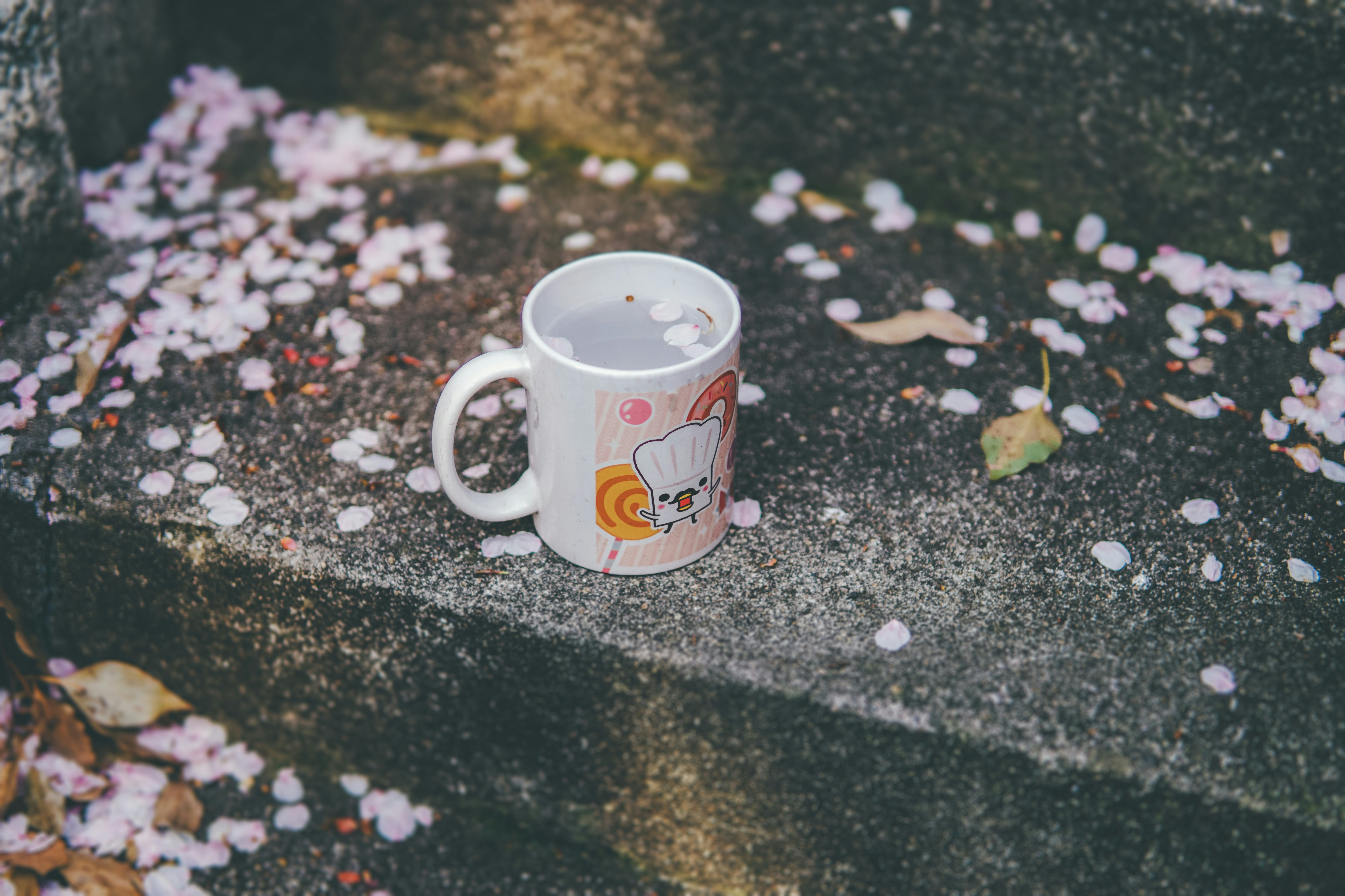White and red ceramic mug on black and white marble table photo – Free ...