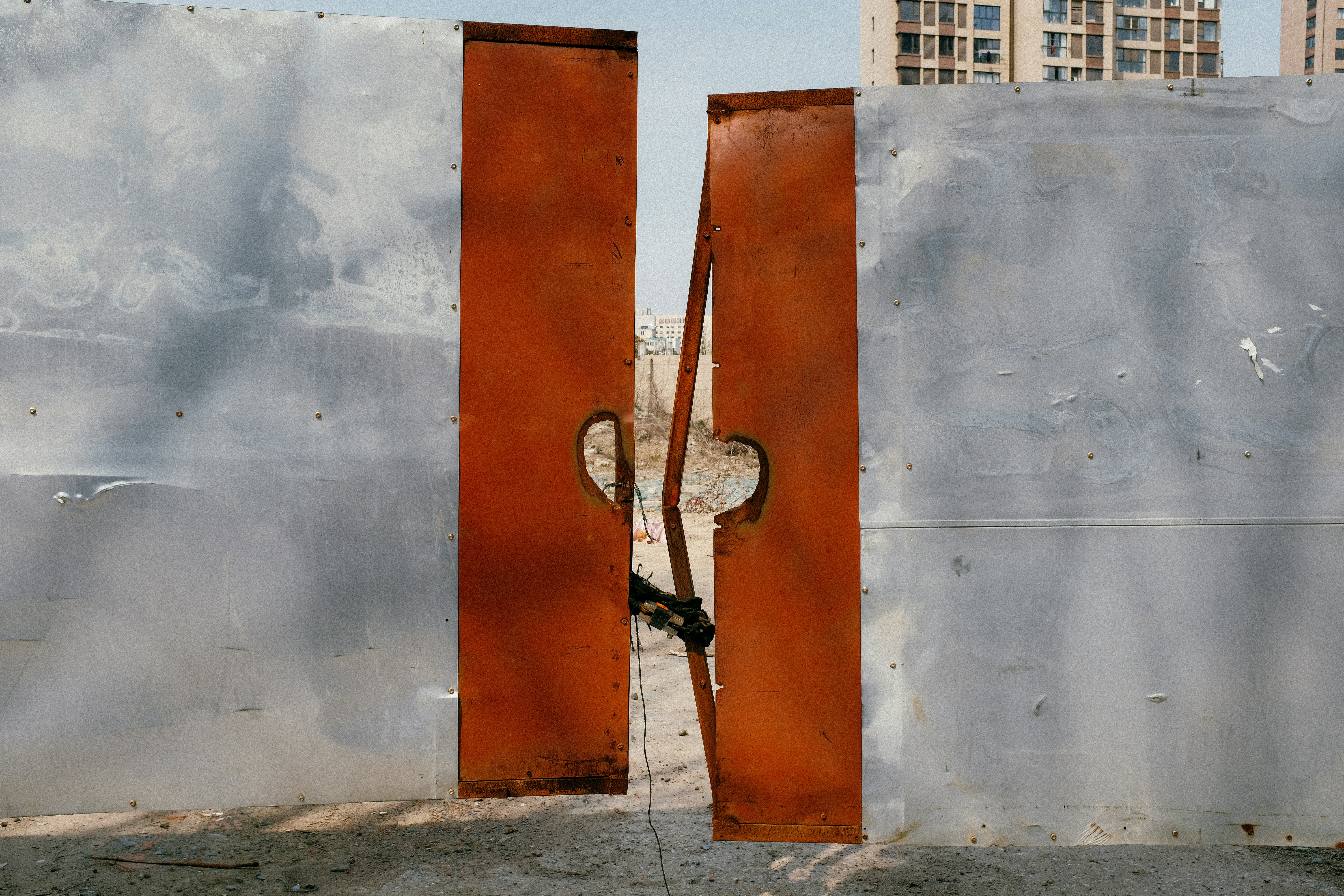Heart of Rust Between Orange Slats