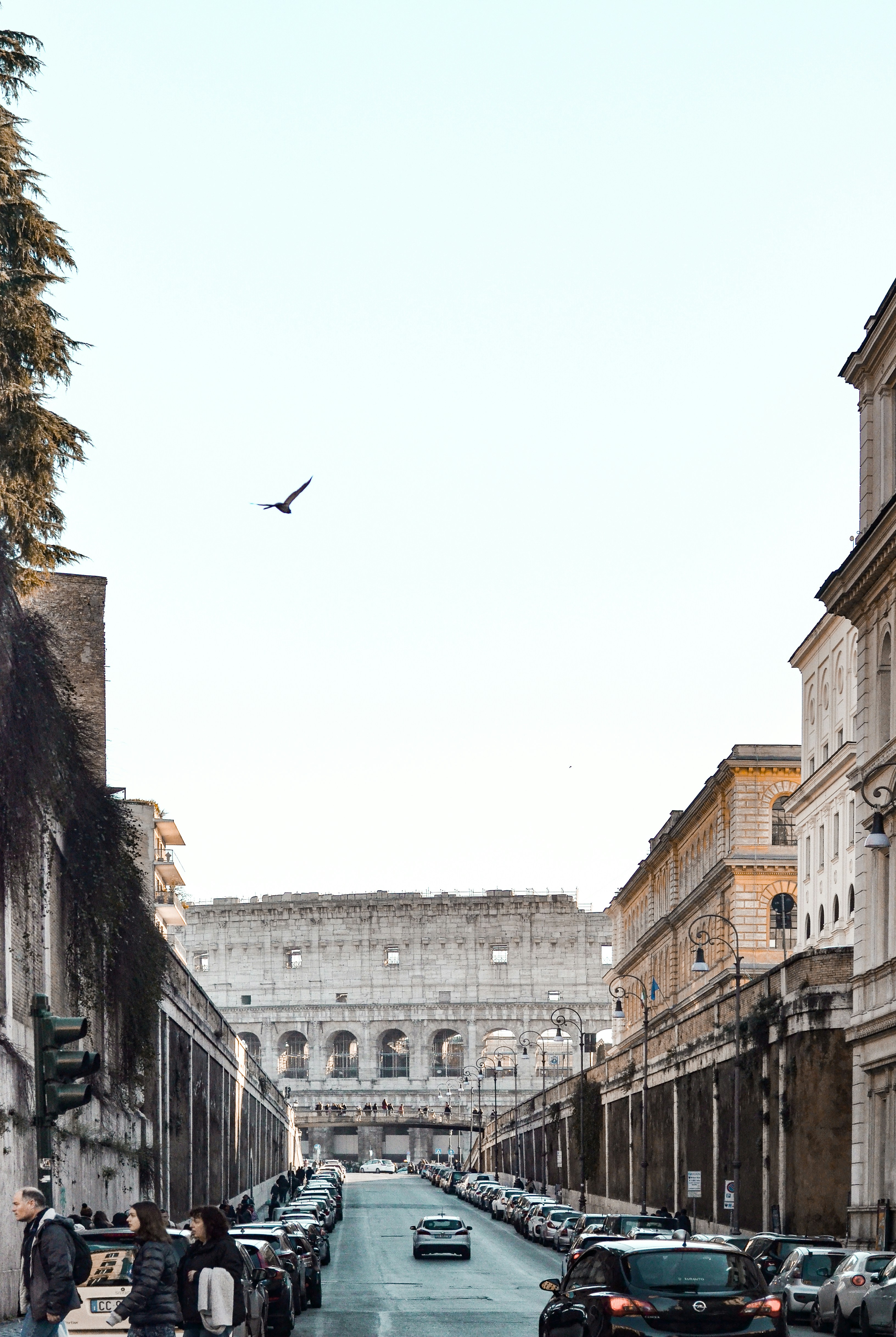 Lane to the Archways: A Rome Street Reaches an Ancient Arcaded Backdrop