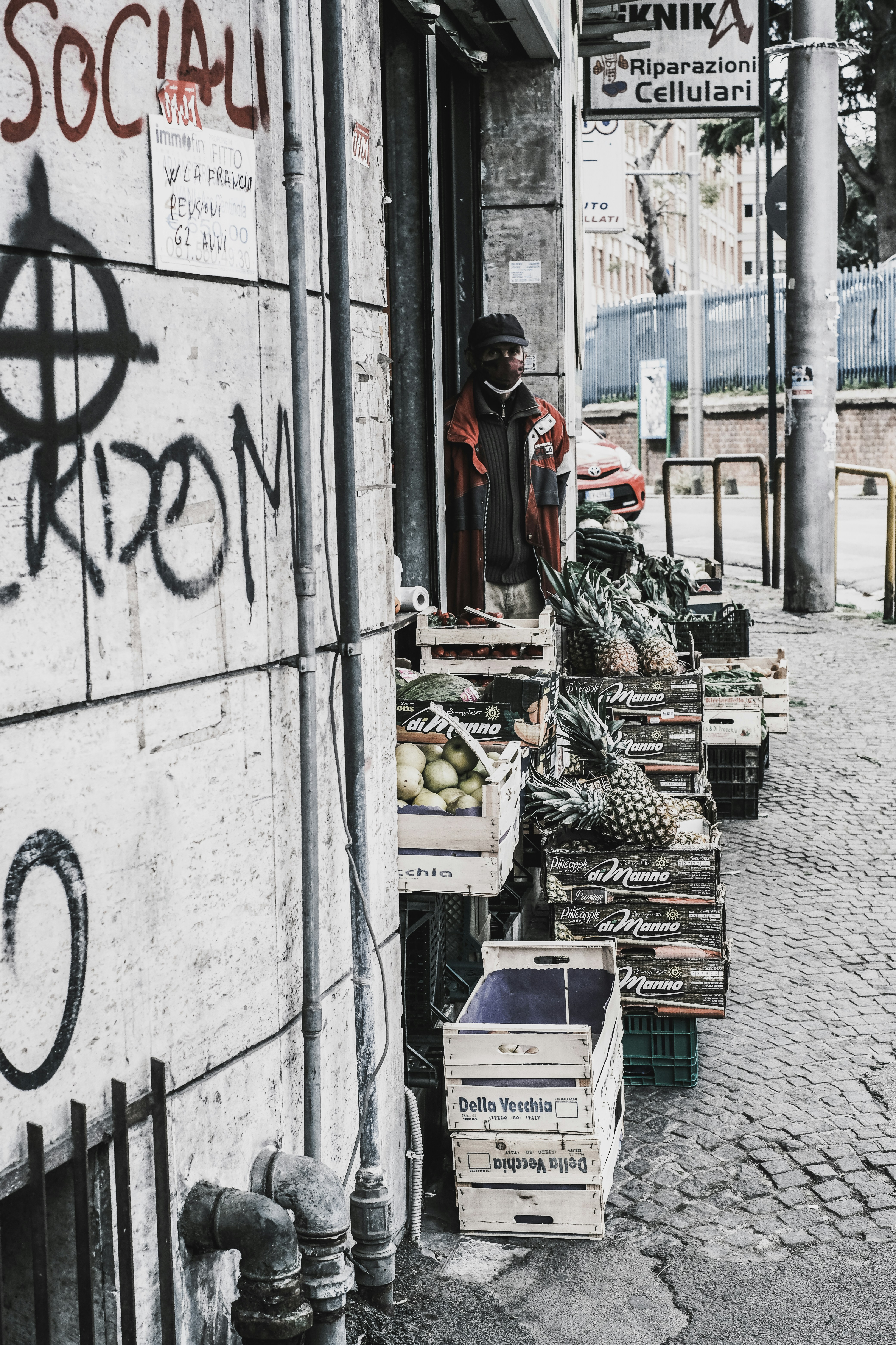 Market Stall in a Weathered Street Corridor