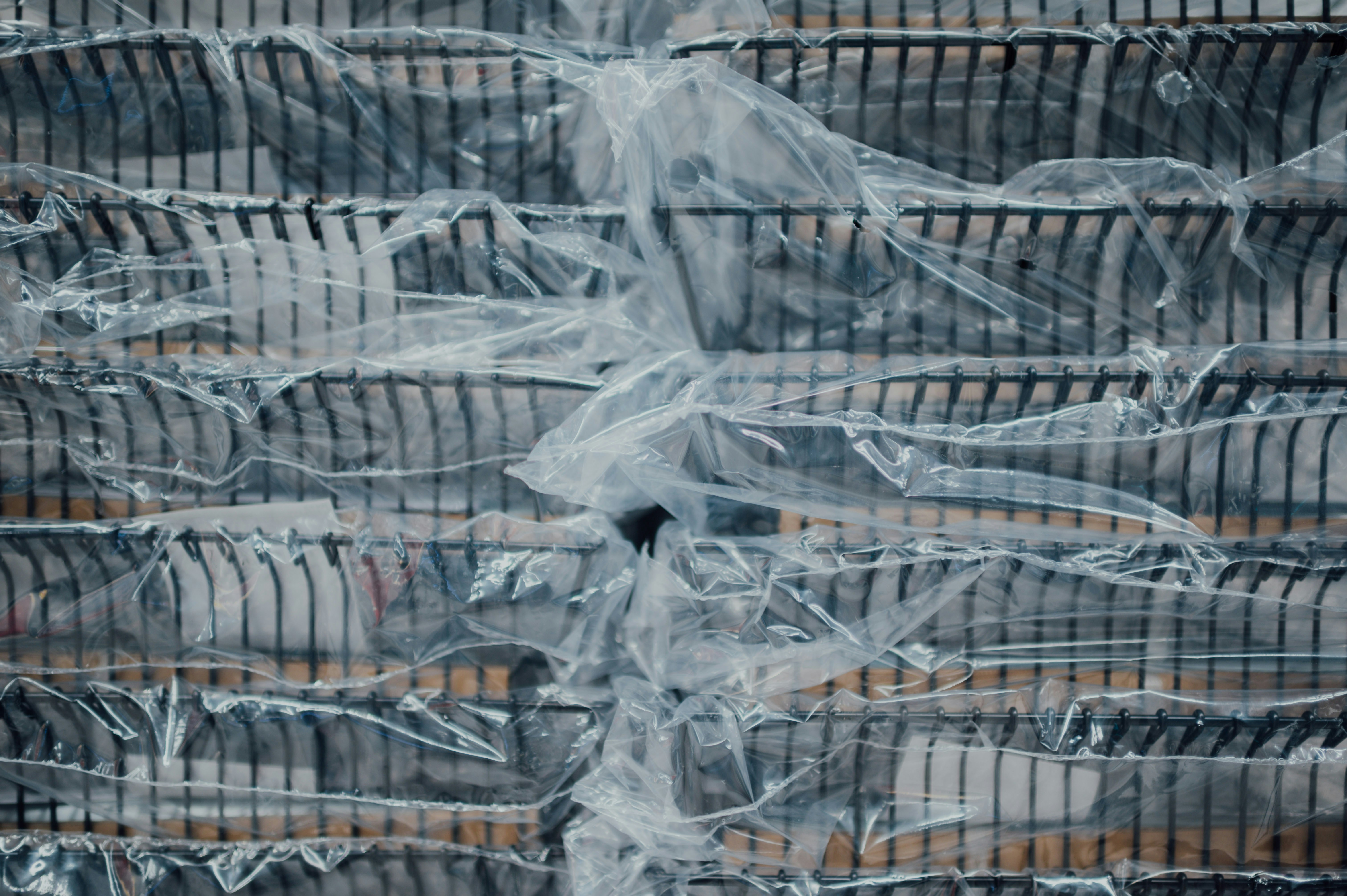 Wrapped Tangle: Industrial Mesh and Plastic Sheen