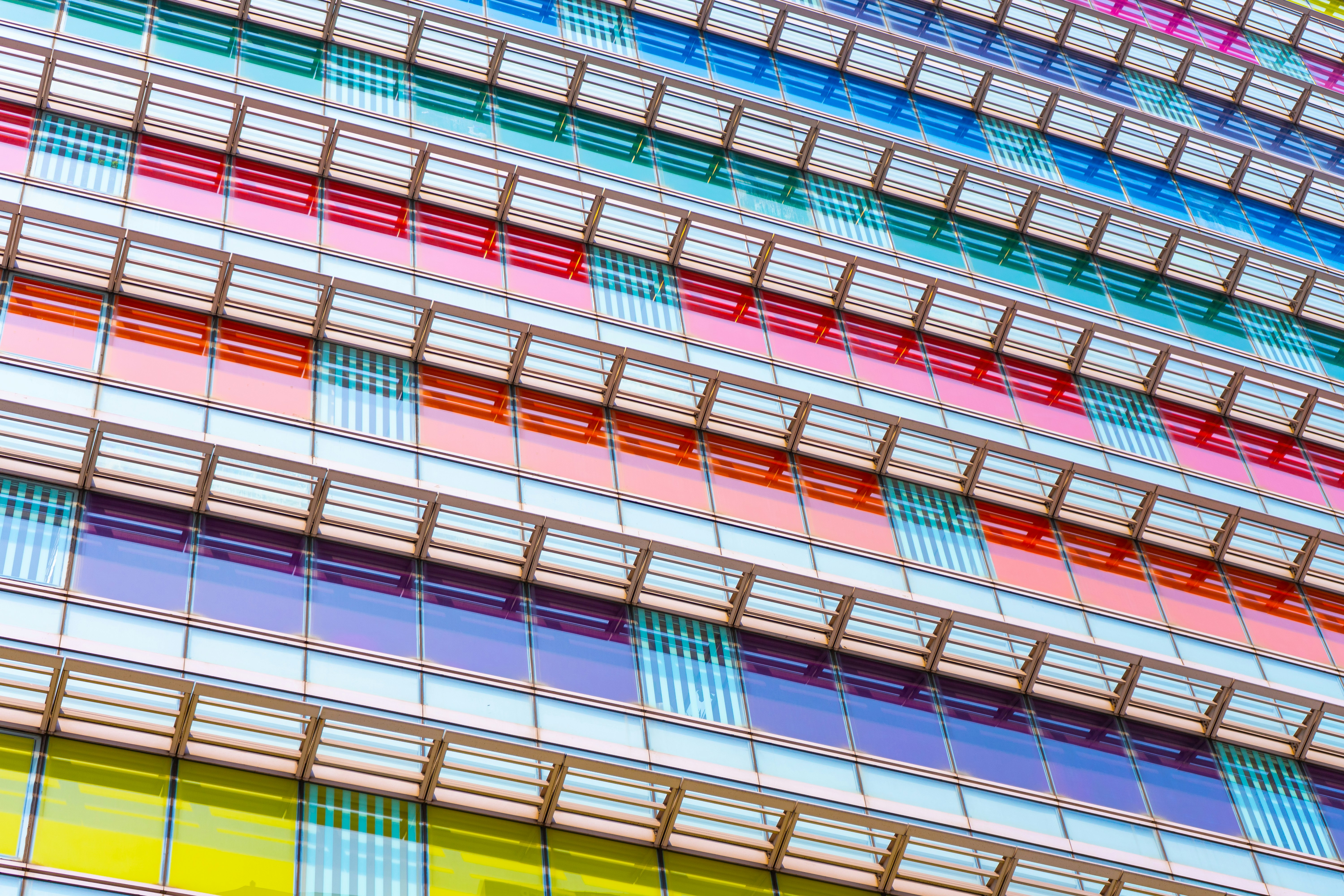 Blue red green and yellow multi color glass windows photo – Free Seoul ...