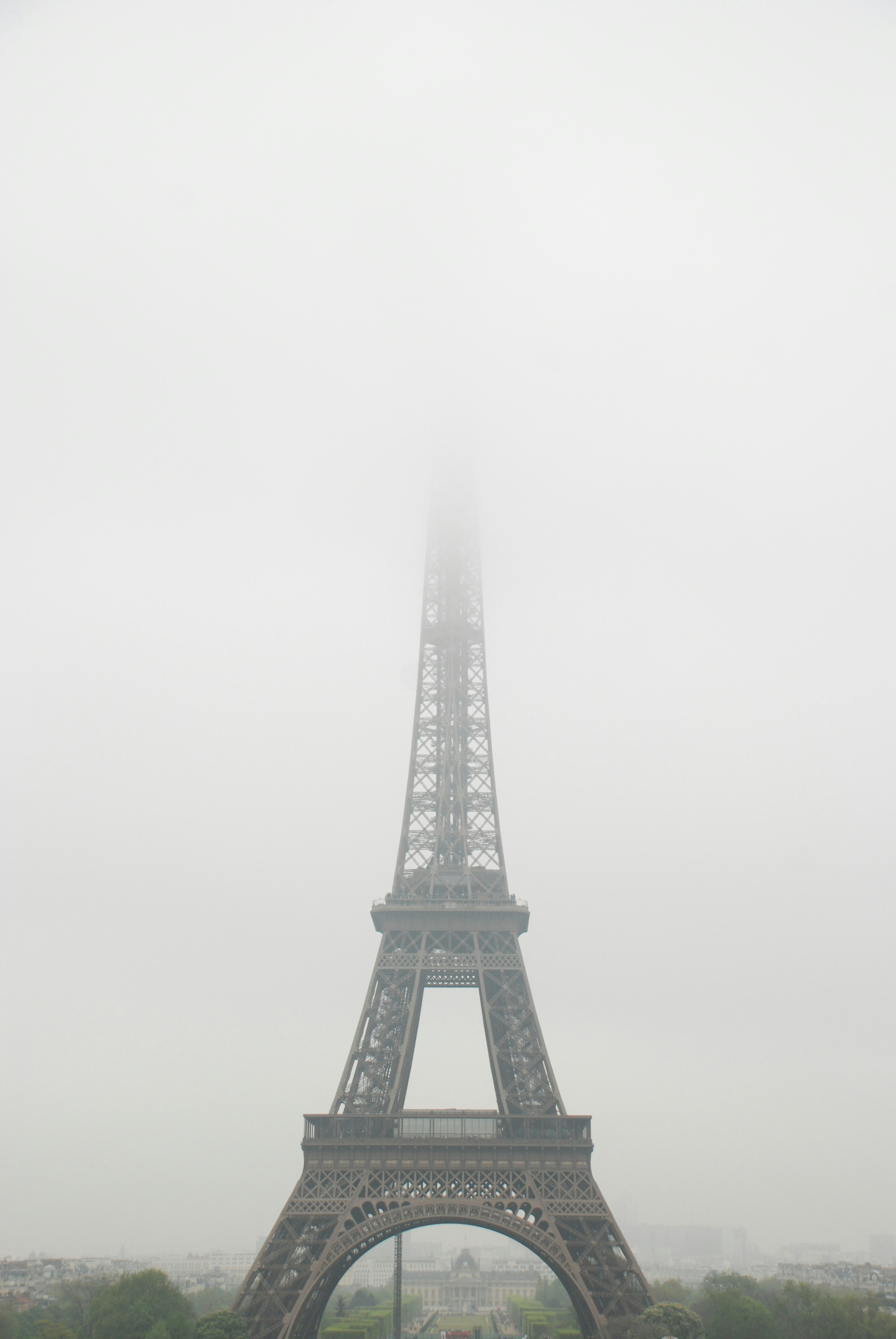 eiffel tower under gray sky