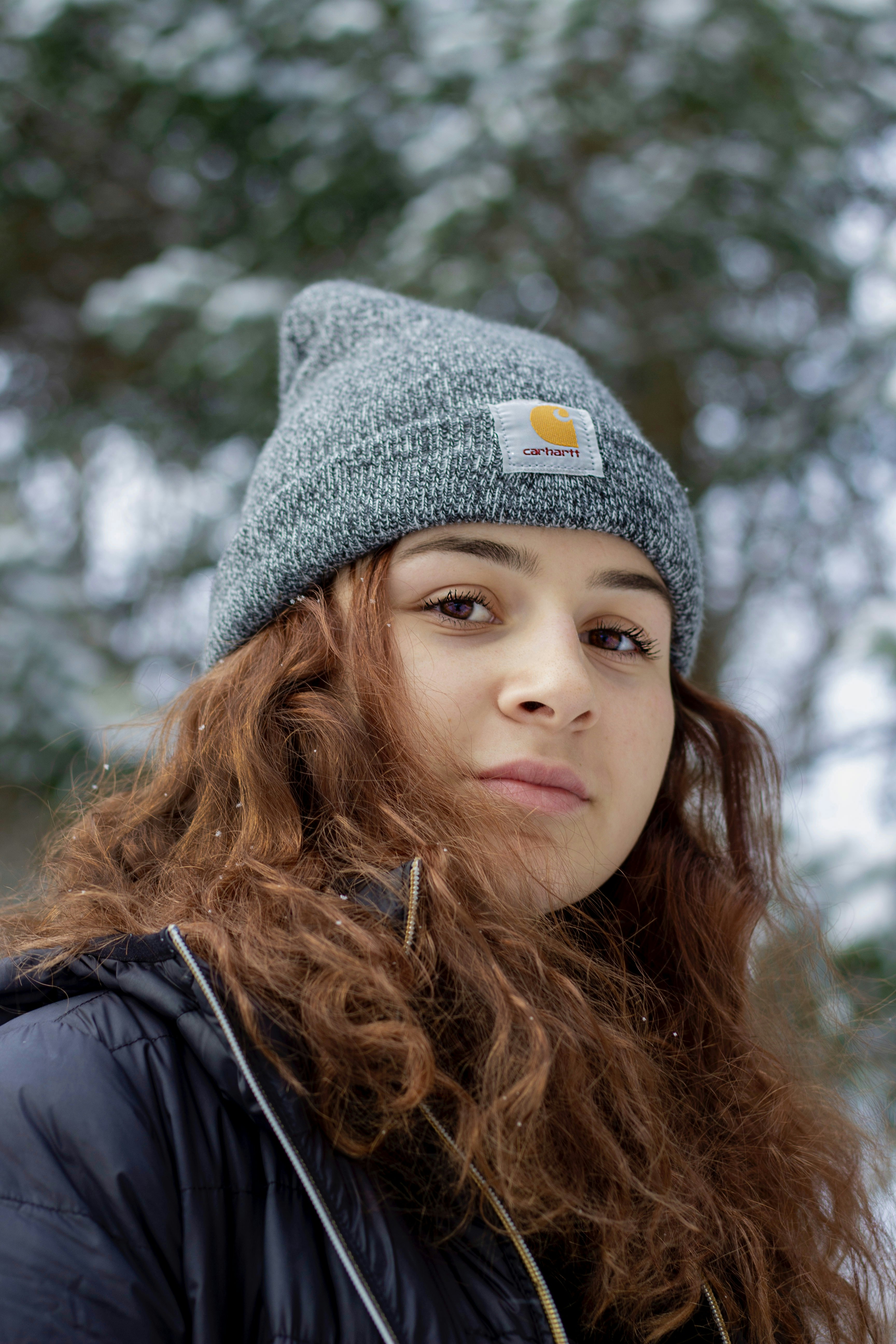 Woman in gray knit cap and black jacket photo – Free Apparel Image on ...